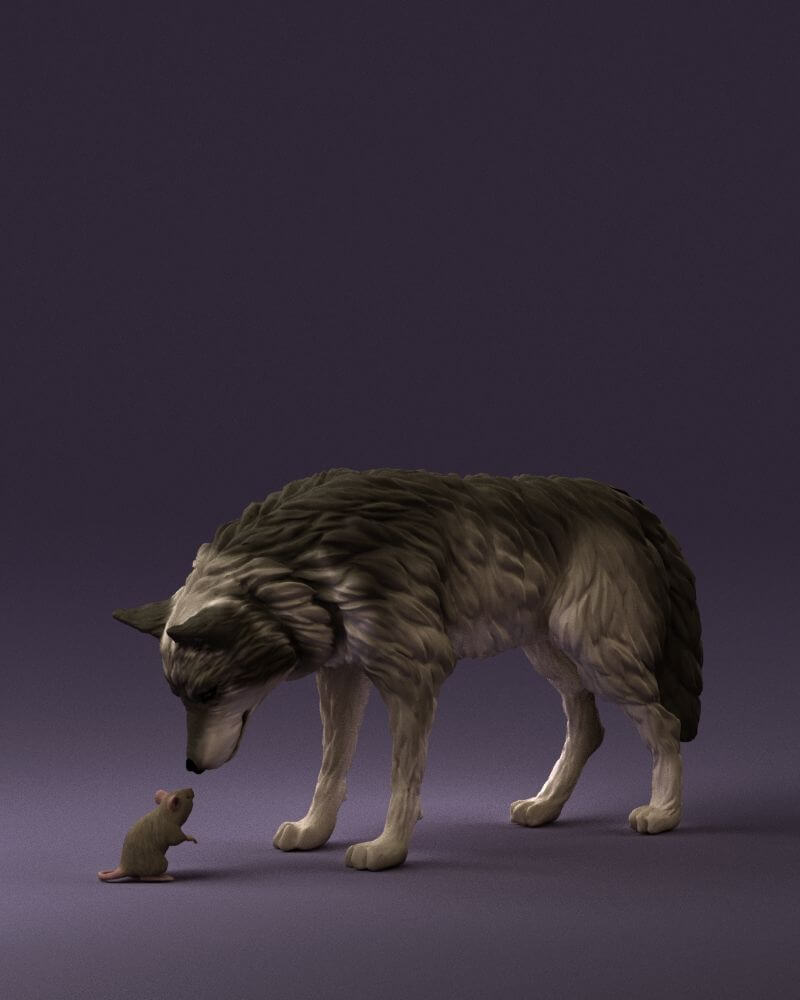 Wolf and Rat (1065) - 3D Model by 3DFarm