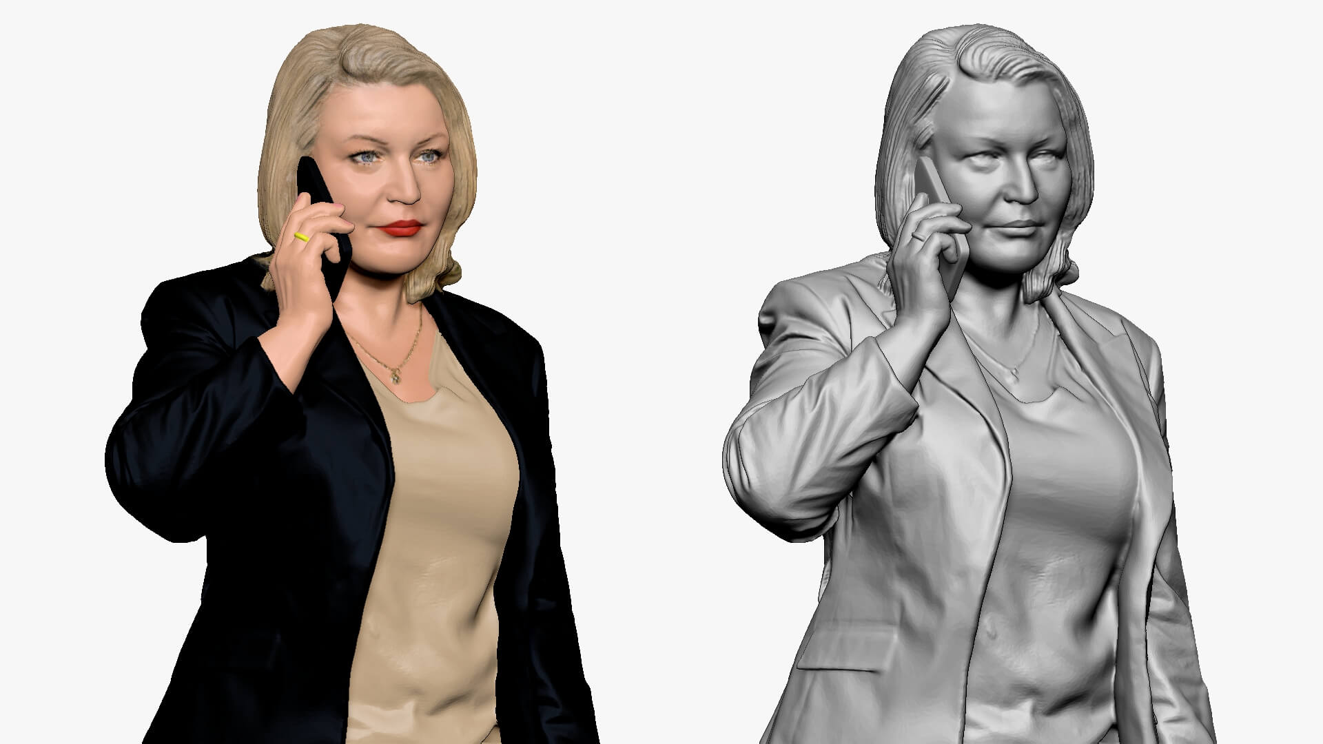 Woman in Age in Black Official Dress Phone Talker (1250) - 3D Model by ...