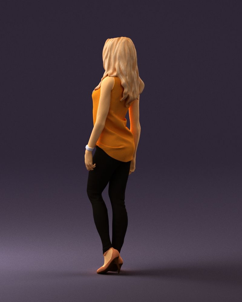 Woman in Orange Top (0609) - 3D Model by 3DFarm