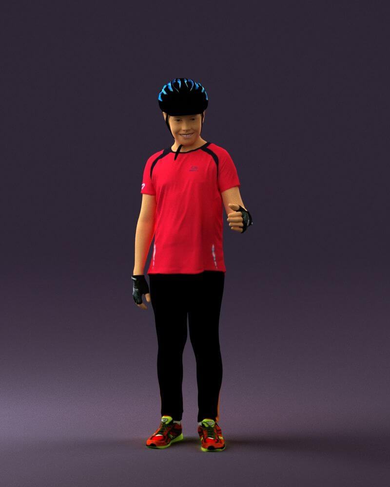 Young Man in Bike Rider Suit (0842) - 3D Model by 3DFarm