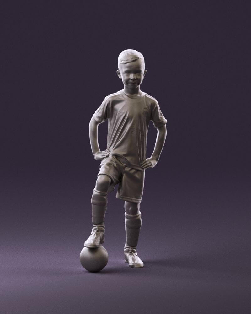 Young Soccer Player in White Red Uniform (001028) - 3D Model by 3DFarm