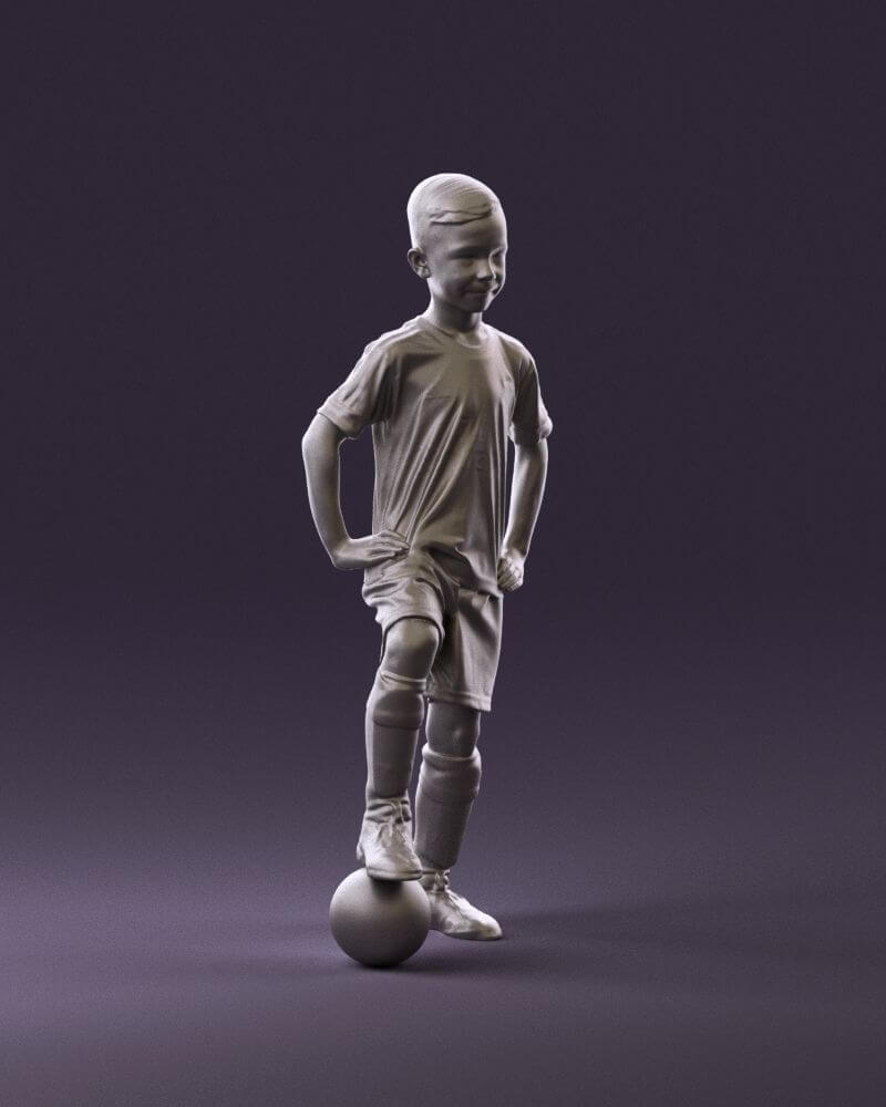 Young Soccer Player in White Red Uniform (001028) - 3D Model by 3DFarm