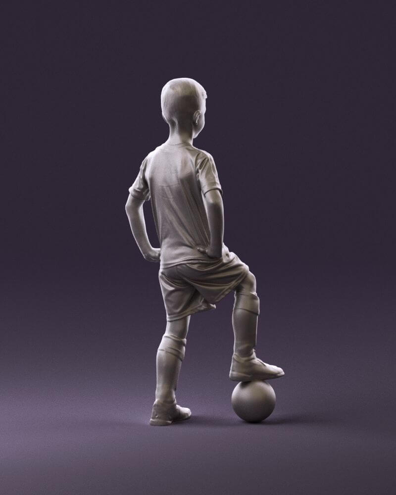 Young Soccer Player in White Red Uniform (001028) - 3D Model by 3DFarm