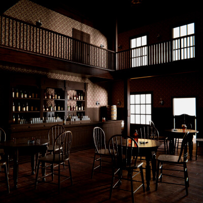 Western Saloon 3D Scene by 3DHappy