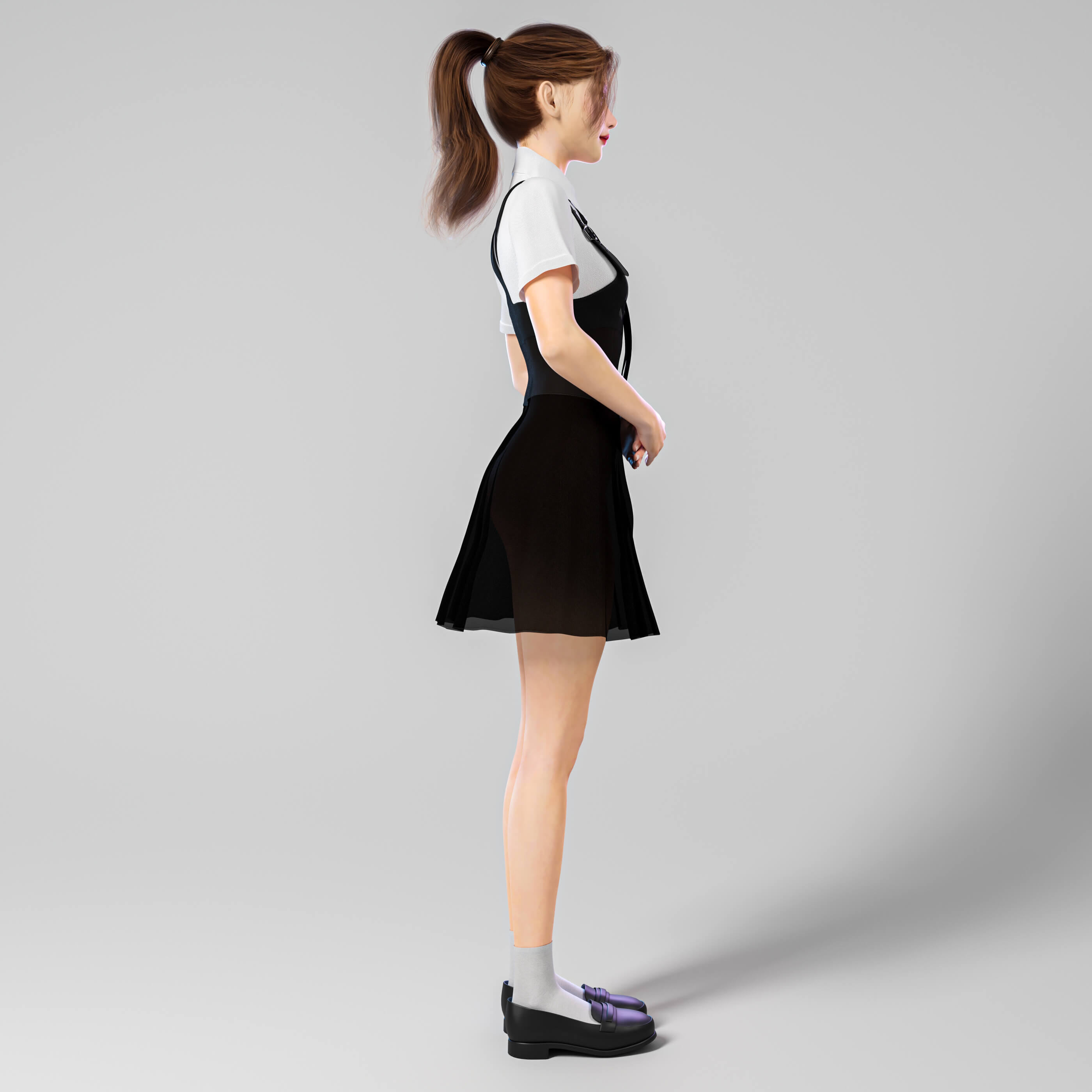 Woman Waitress Standing - 3D Model by 3DhumanJK