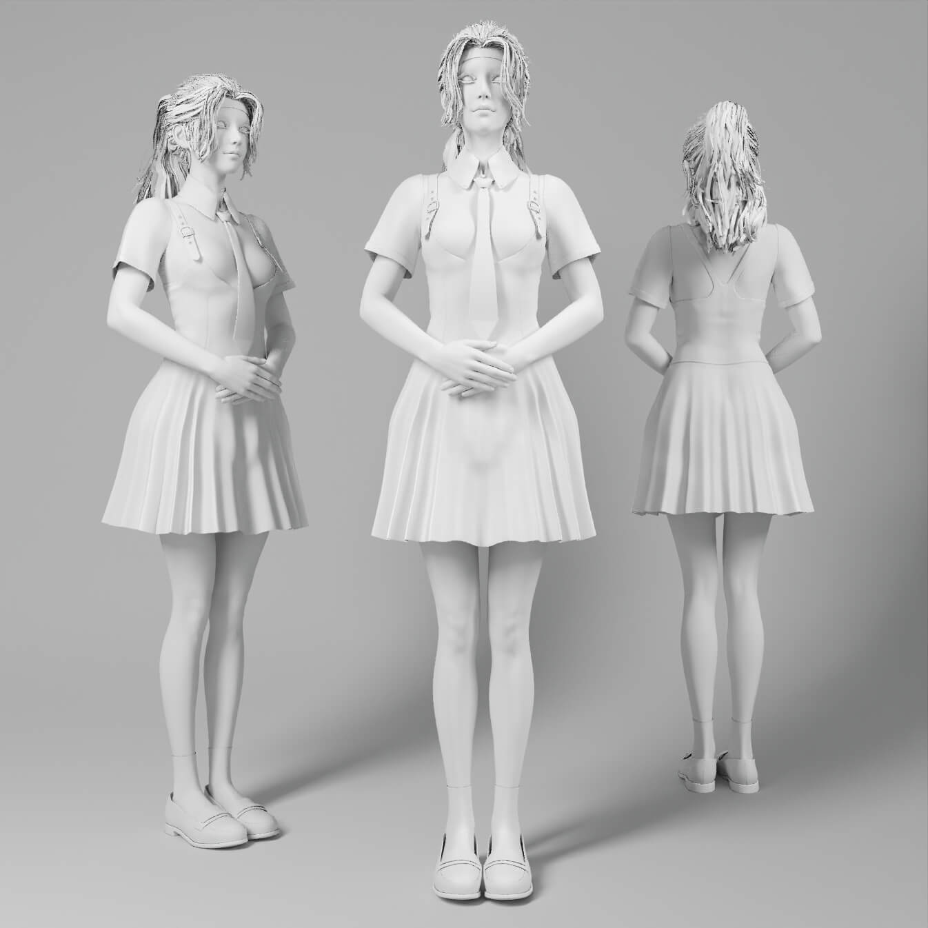 Woman Waitress Standing - 3D Model by 3DhumanJK