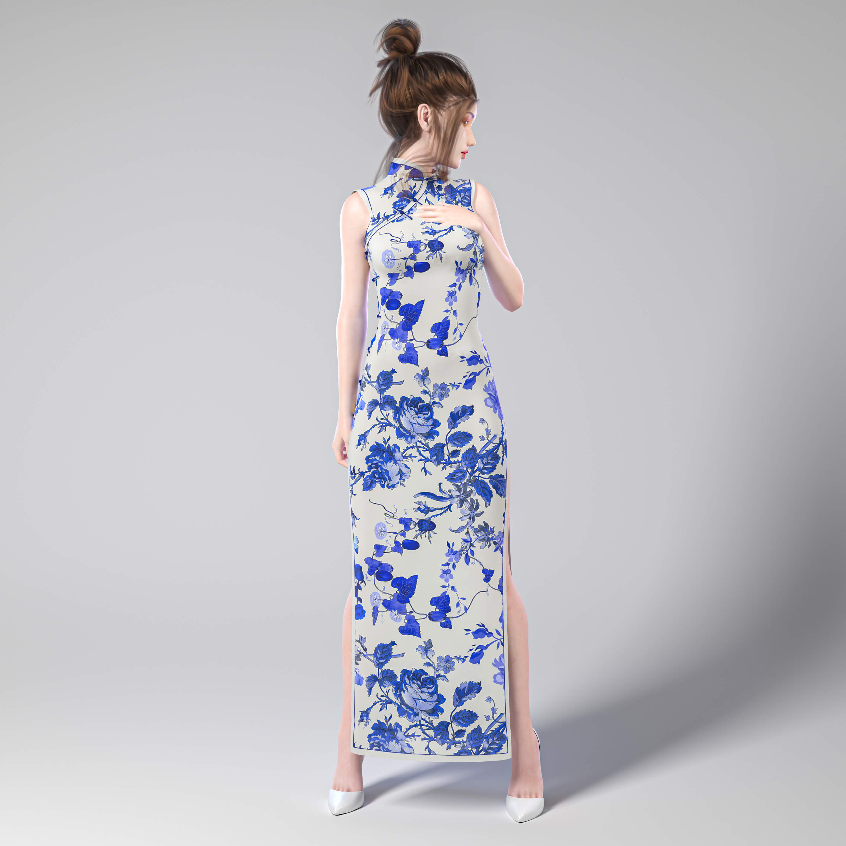 cheongsam Chi-pao chirpaur cheong-sam woman 3D Model by 3DhumanJK