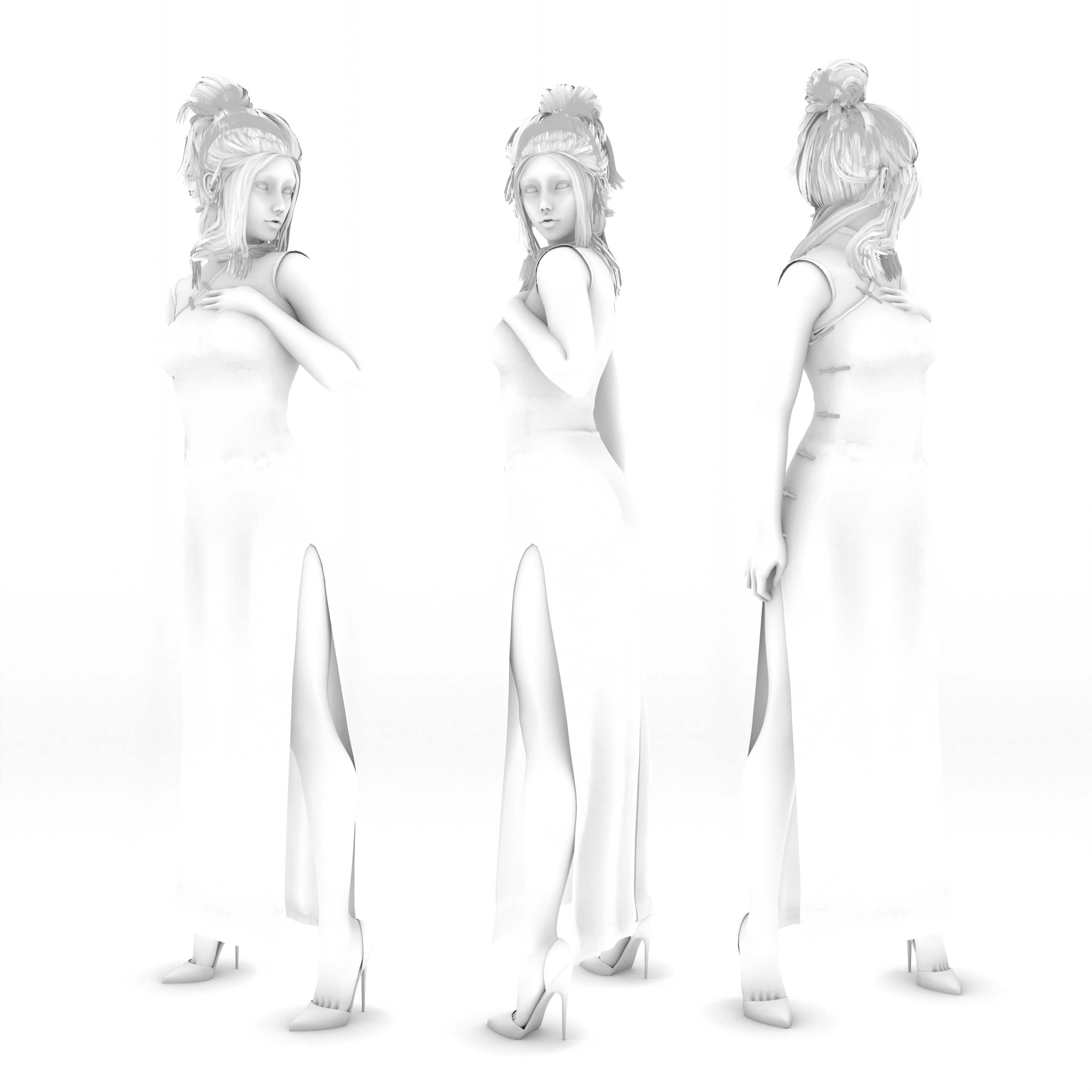cheongsam Chi-pao chirpaur cheong-sam woman 3D Model by 3DhumanJK