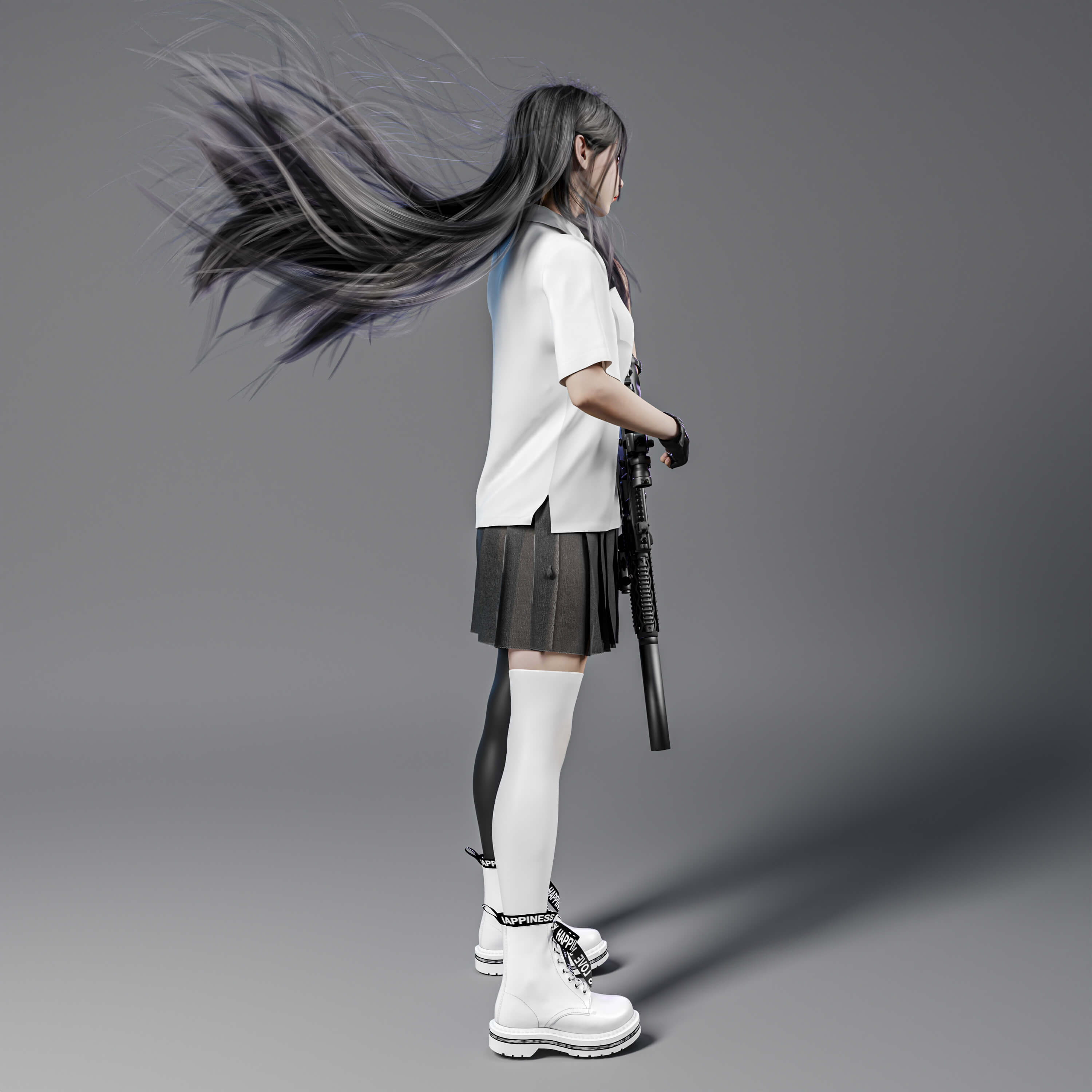 Cute Girl in JK With Posing - 3D Model by 3DhumanJK