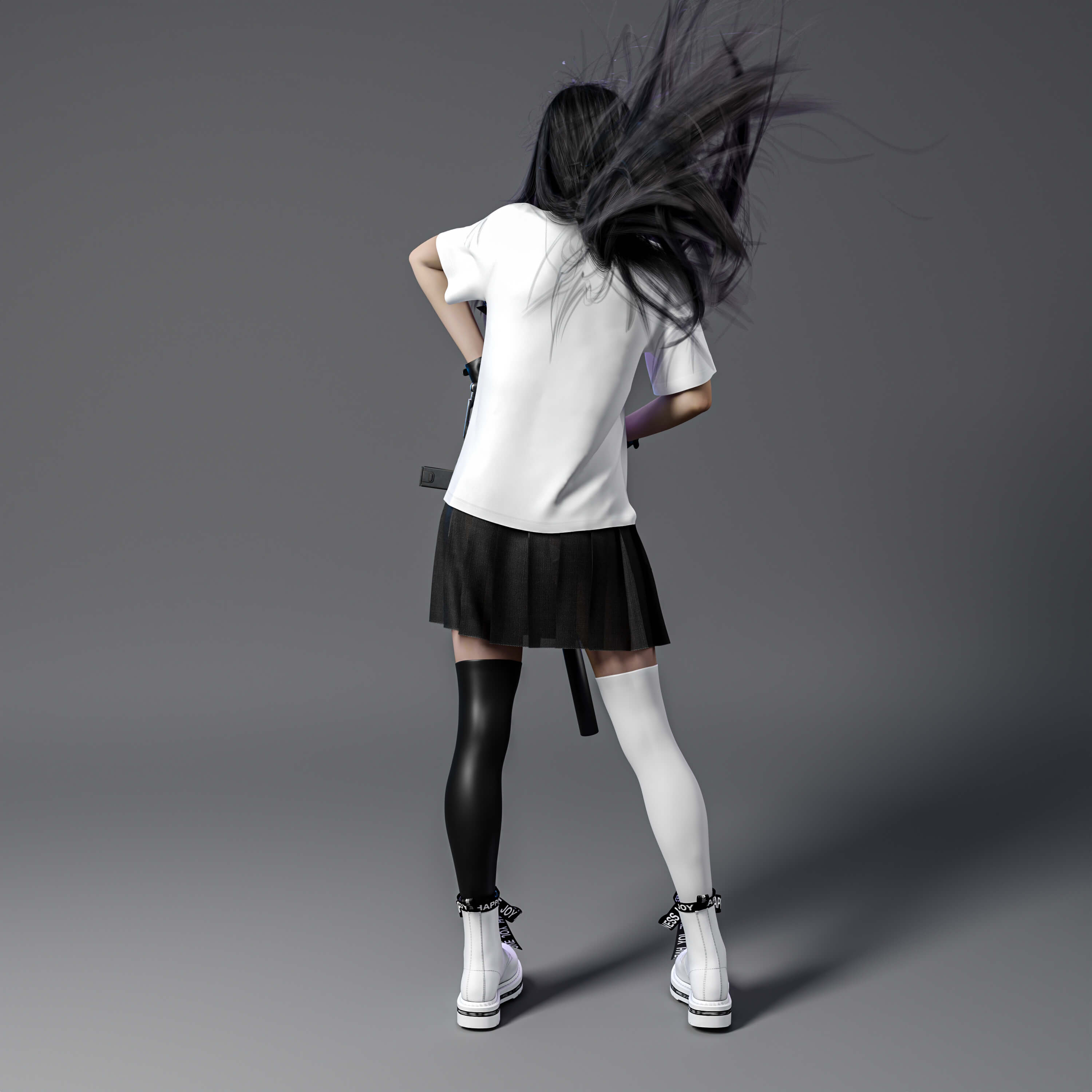 Cute Girl in JK With Posing - 3D Model by 3DhumanJK