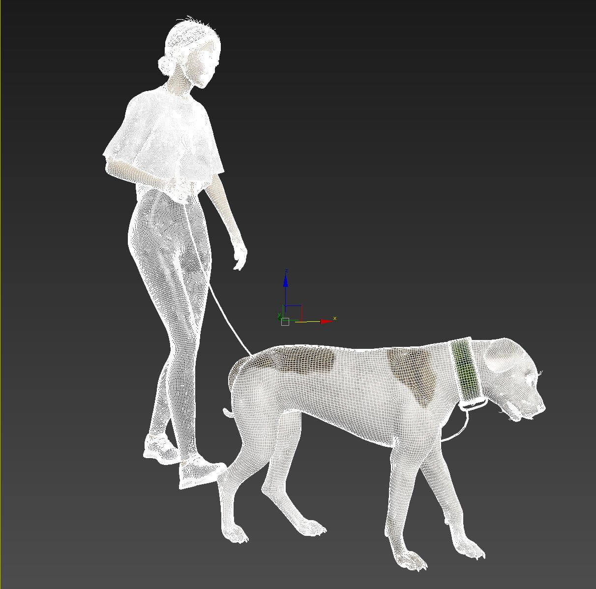 Girl Walks With a Dog - 3D Model by 3DhumanJK