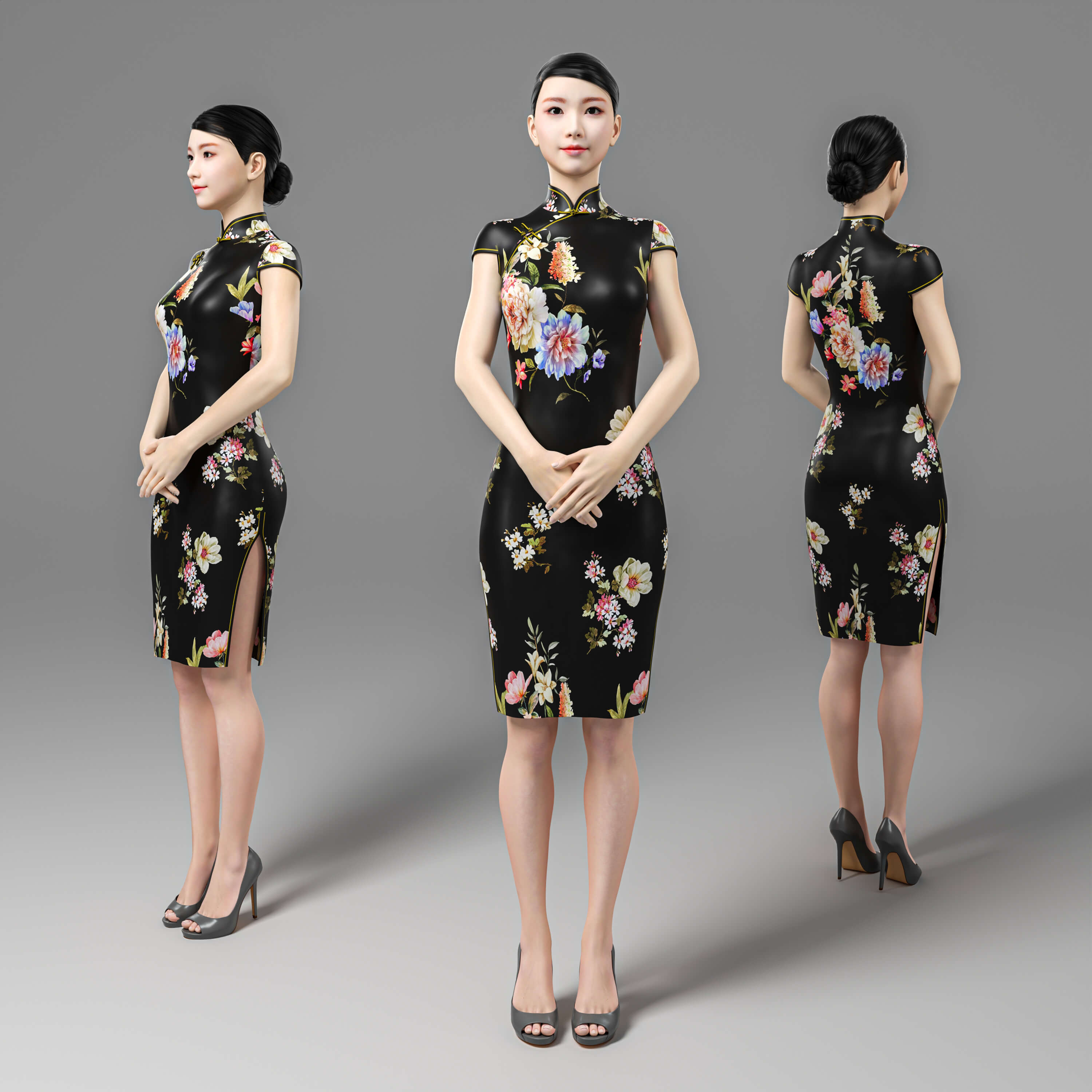 A Waitress in Cheongsam - 3D Model by 3DhumanJK