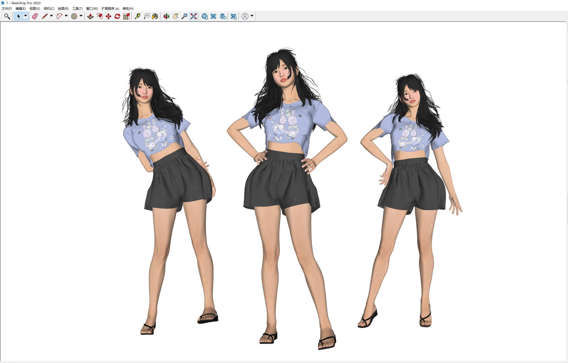Female Students in Cute Poses - 3D Model by 3DhumanJK