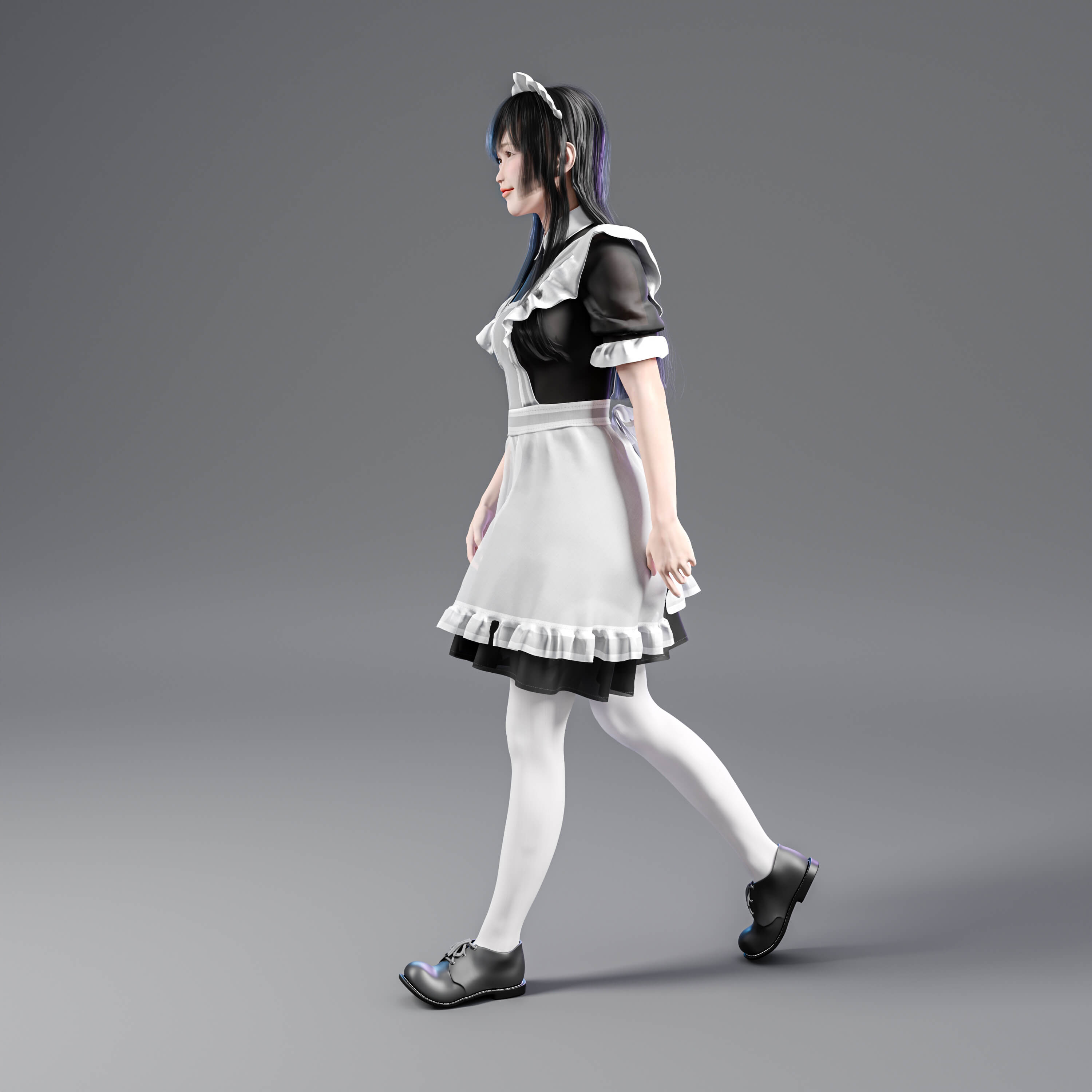 Maid Walking 001 - 3D Model by 3DhumanJK