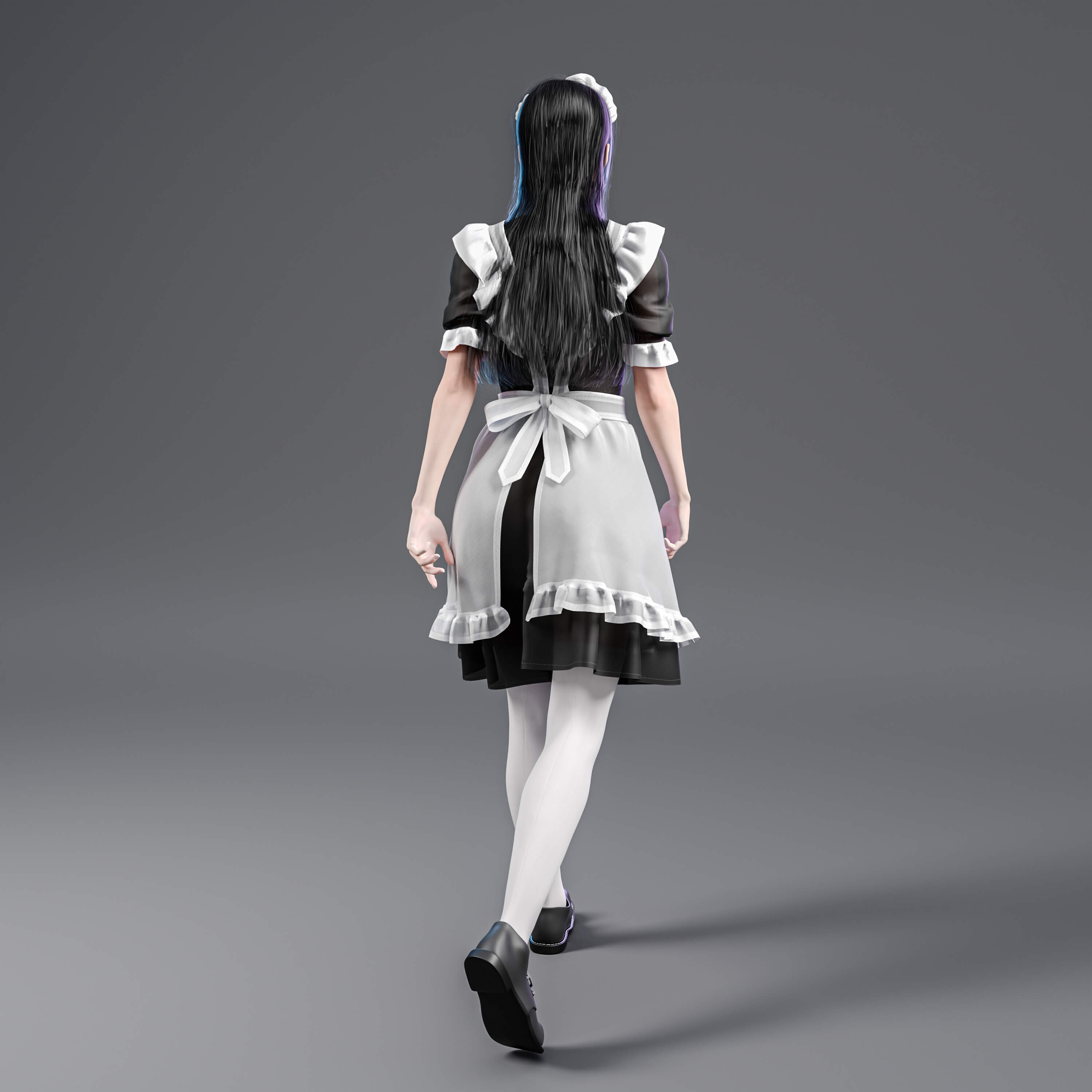 Maid Walking 001 - 3D Model by 3DhumanJK