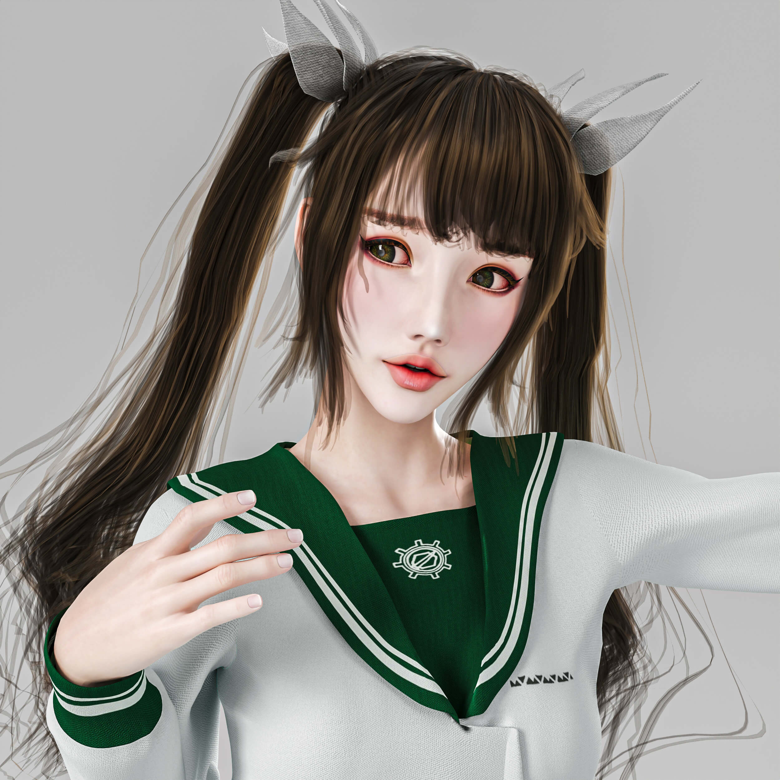 Female Students in Cute Poses - 3D Model by 3DhumanJK