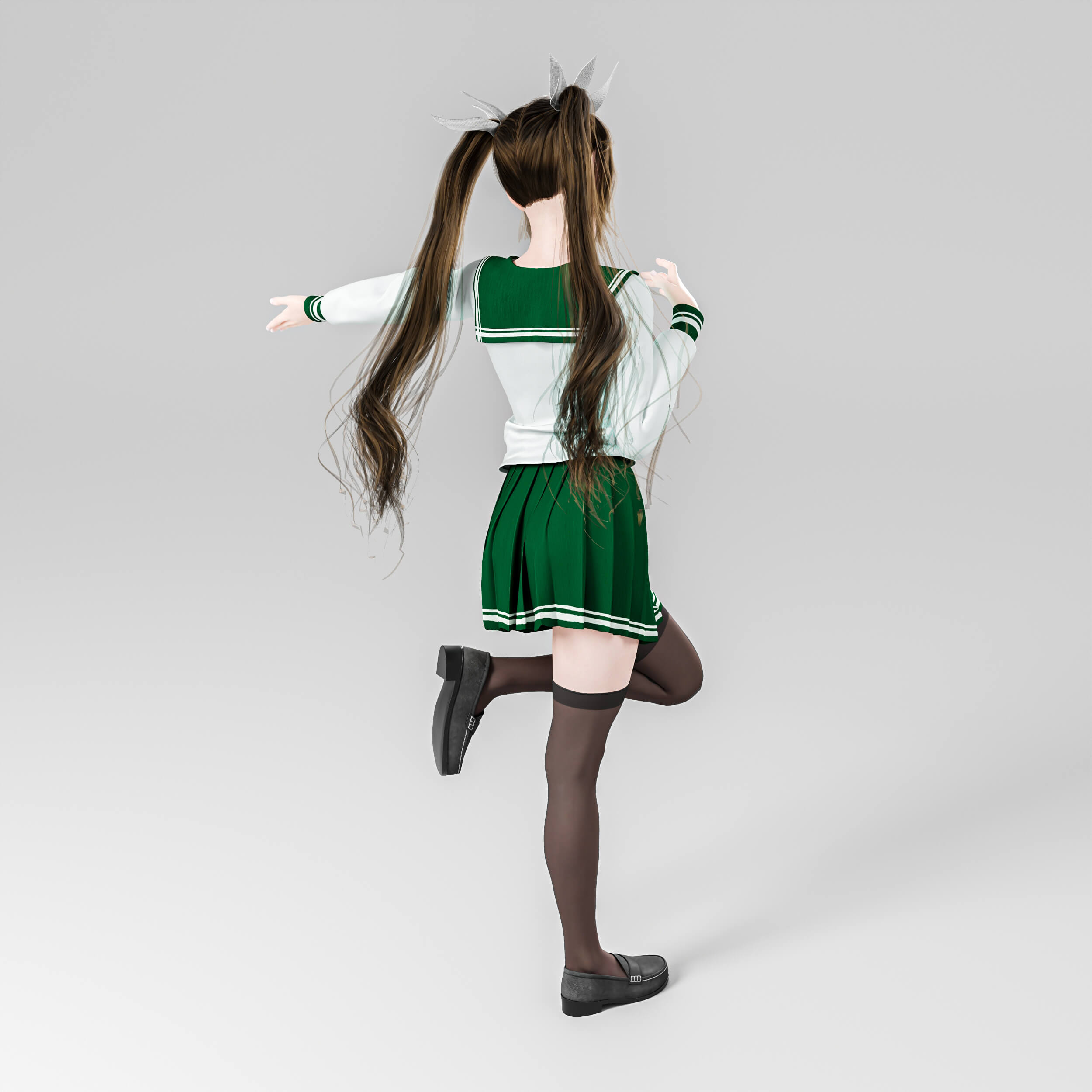 Female Students in Cute Poses - 3D Model by 3DhumanJK