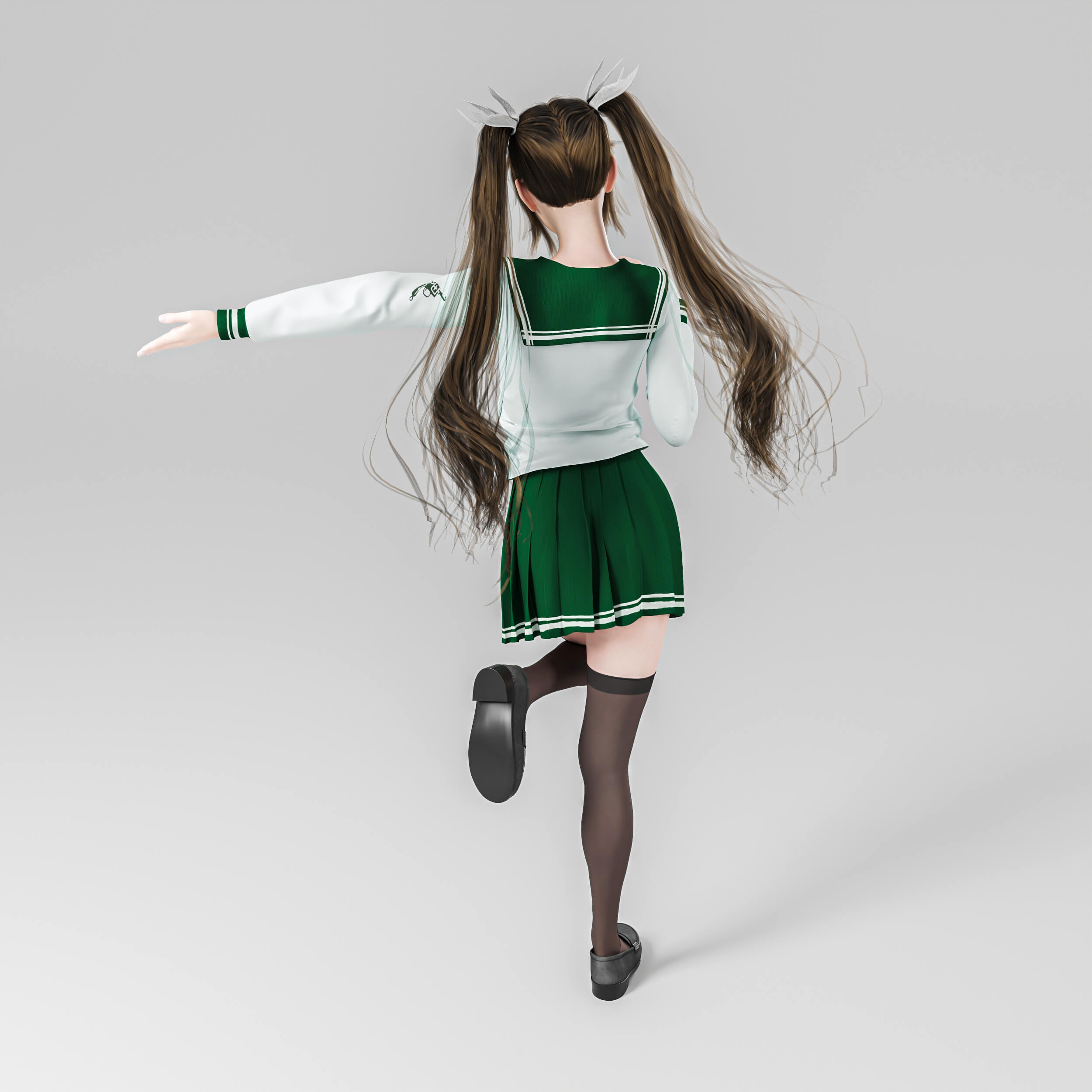 Female Students in Cute Poses - 3D Model by 3DhumanJK