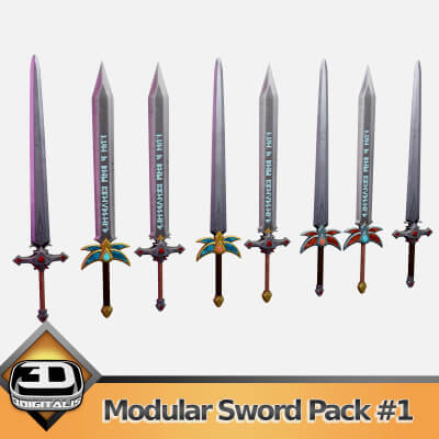 Modular Sword Pack #1 - 3D Model by 3Digitalis