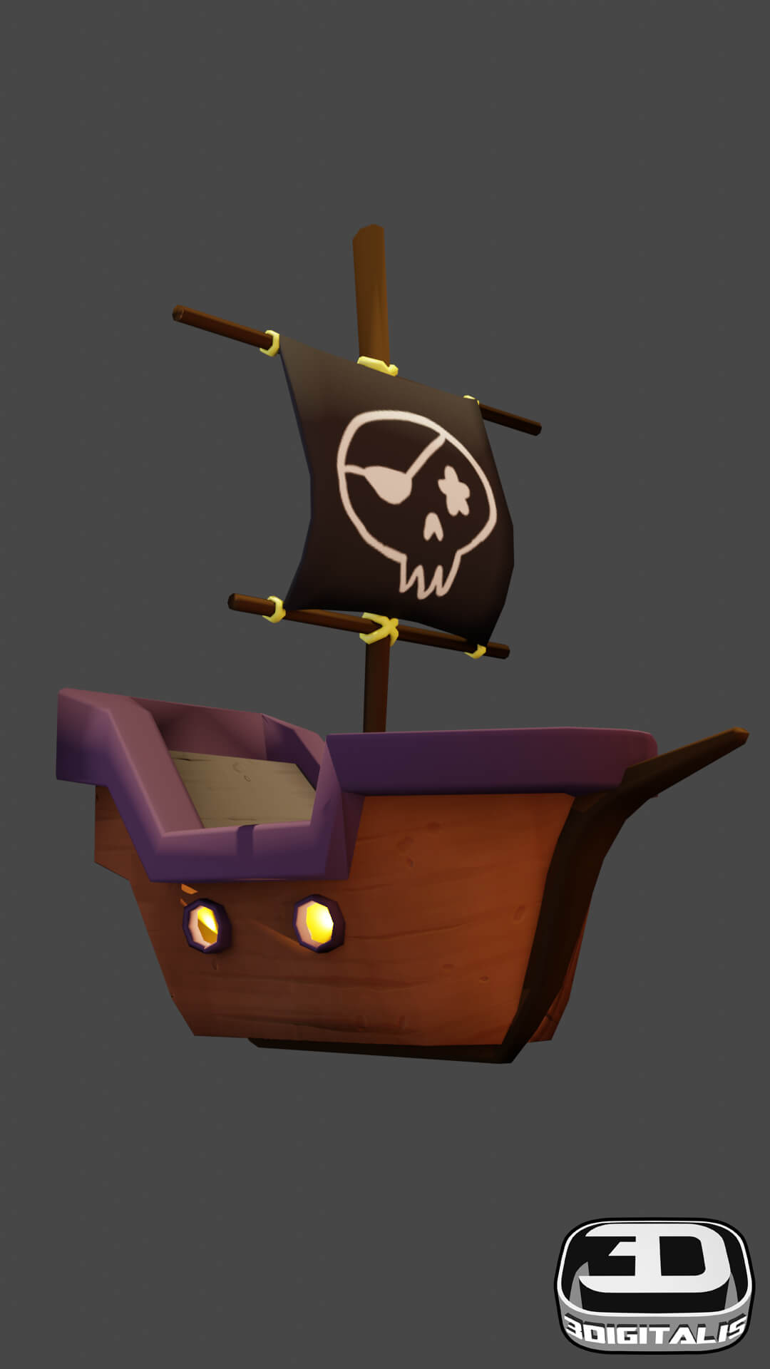 Stylized Pirate Ship Low Poly - 3D Model by 3Digitalis