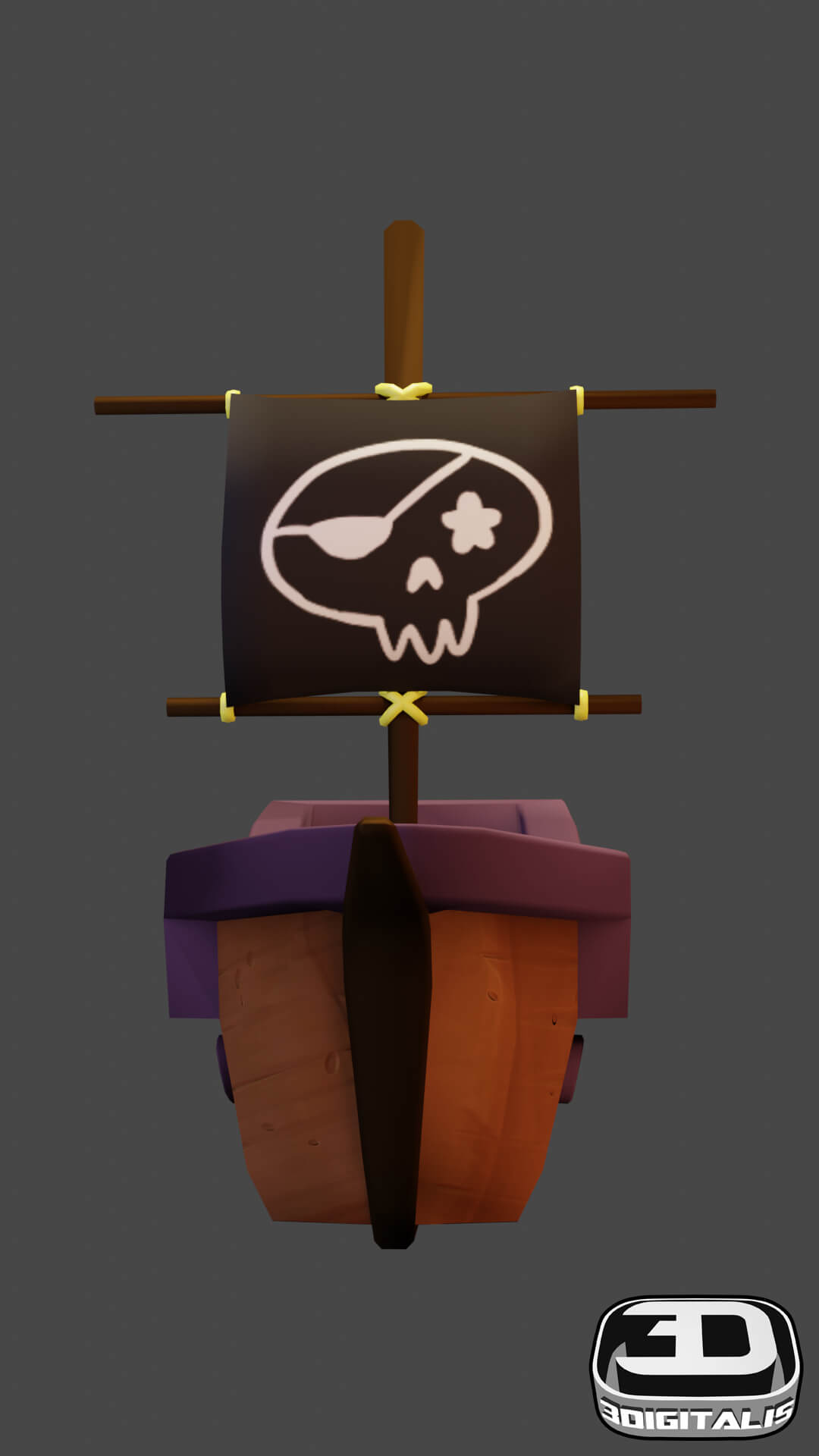 Stylized Pirate Ship Low Poly - 3D Model by 3Digitalis