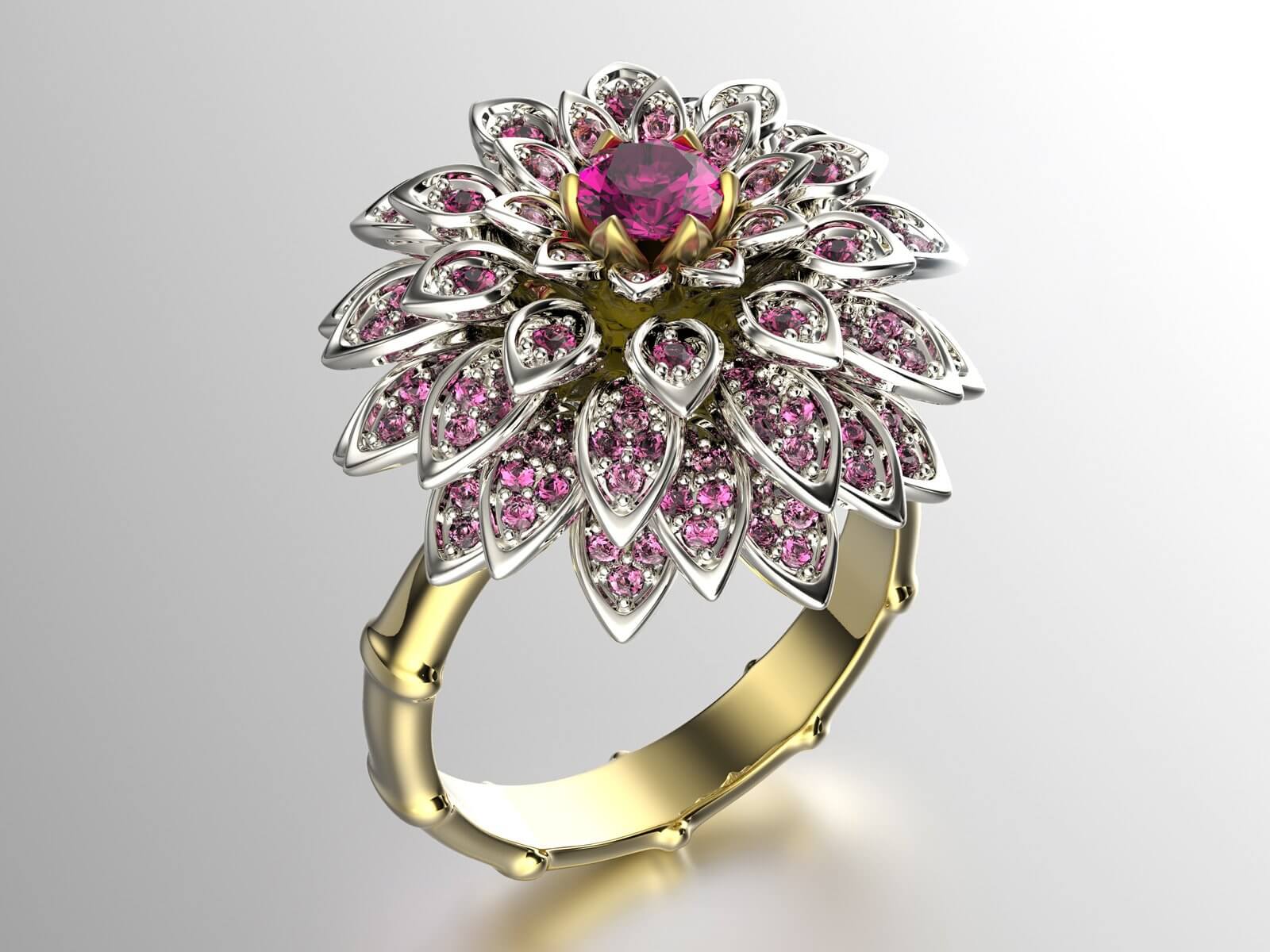 Dahlia Ring 0004 - 3D Model by 3djewelrysquad