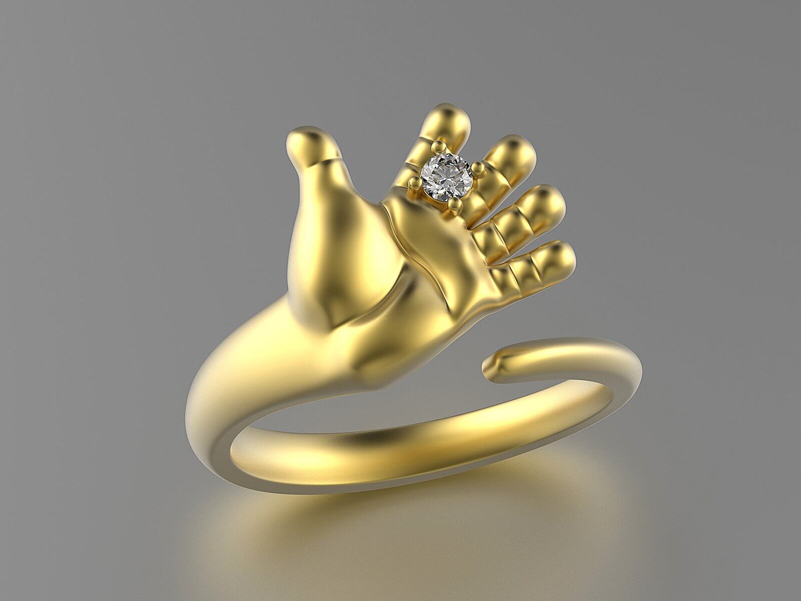 Hand Shaped Ring 0031 V1 - 3D Model by 3djewelrysquad