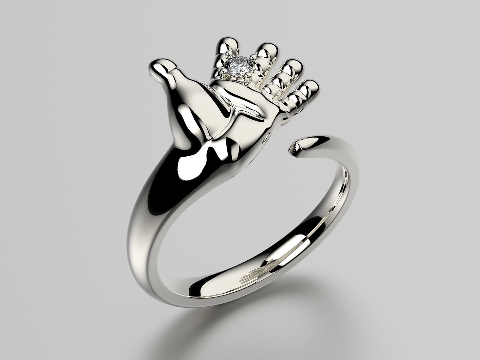 Hand Shaped Ring 0031 V1 - 3D Model by 3djewelrysquad