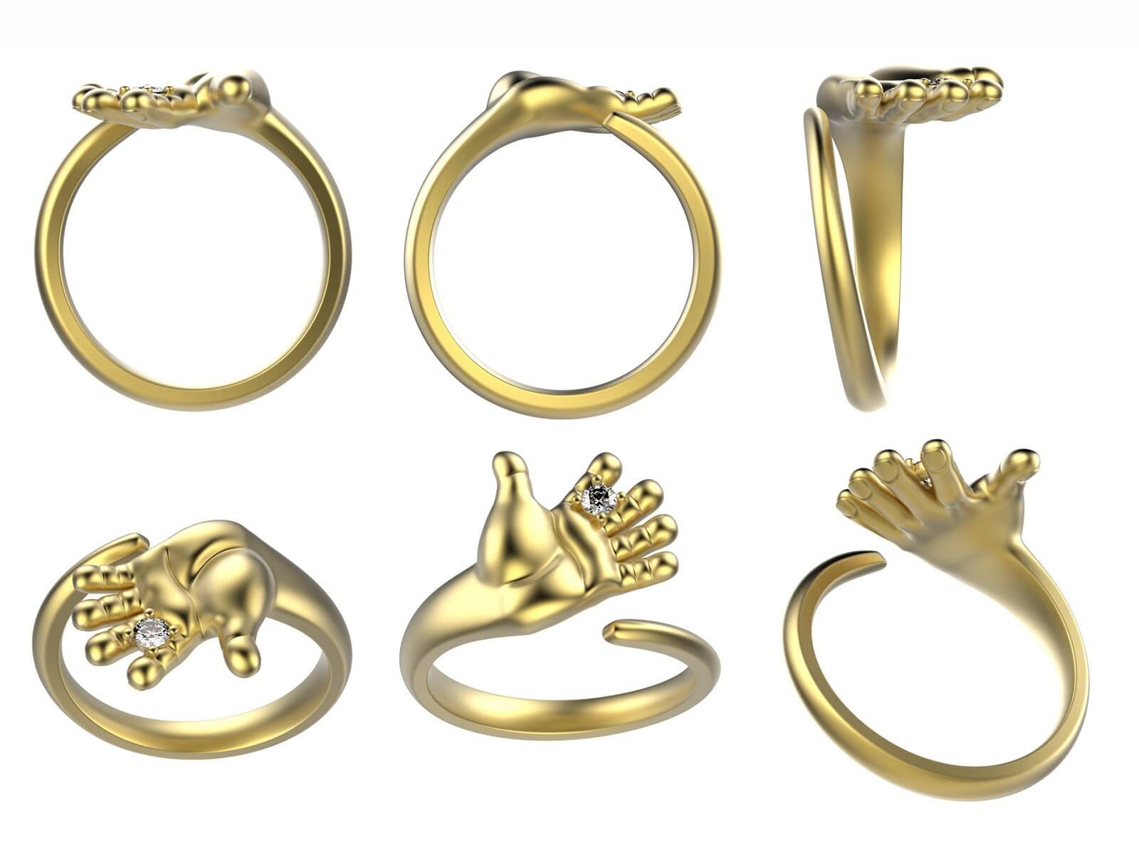 Hand Shaped Ring 0031 V1 - 3D Model by 3djewelrysquad