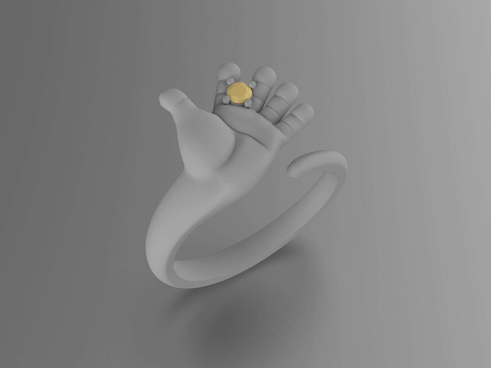 Hand Shaped Ring 0031 V1 - 3D Model by 3djewelrysquad