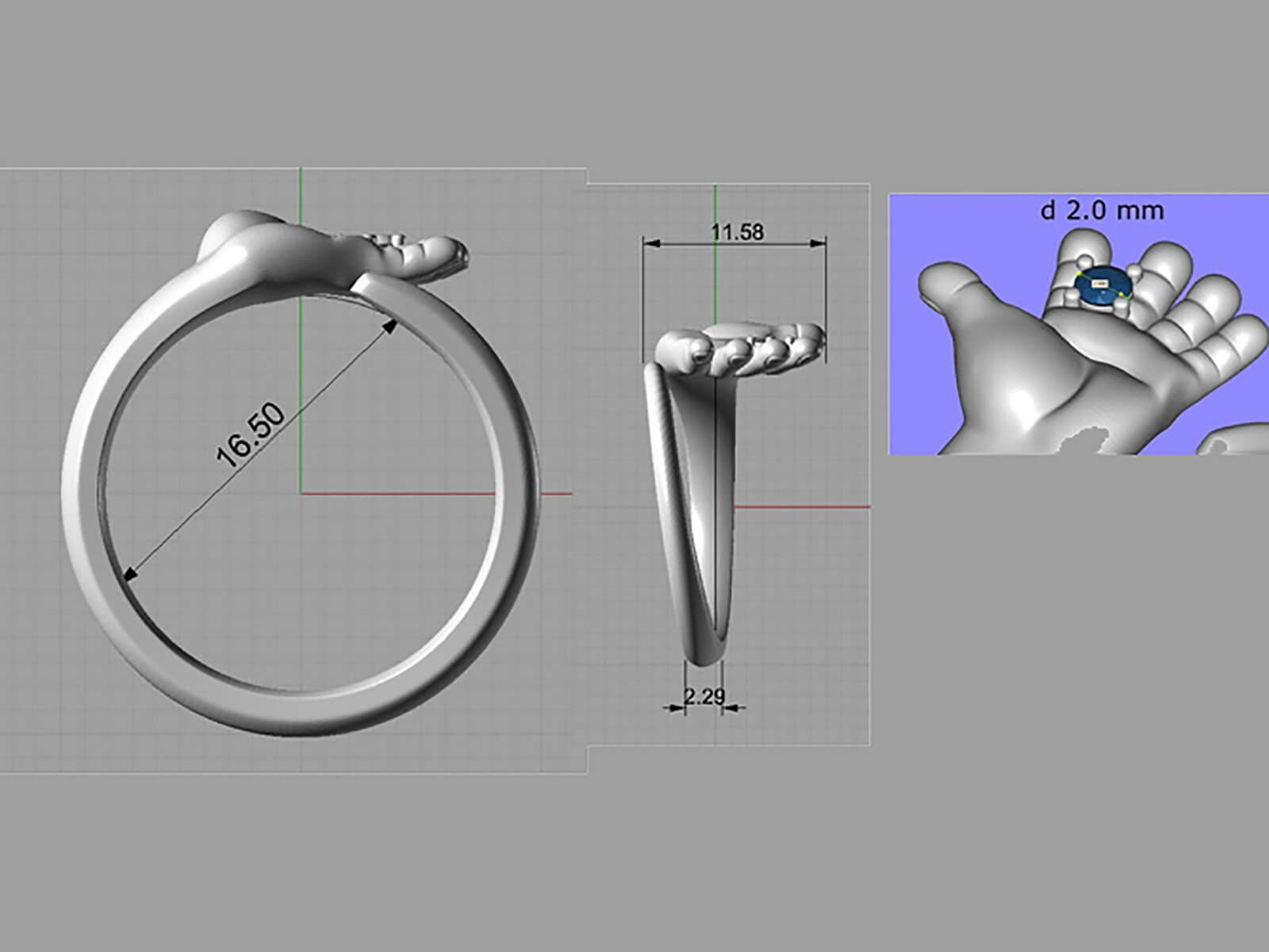 Hand Shaped Ring 0031 V1 - 3D Model by 3djewelrysquad