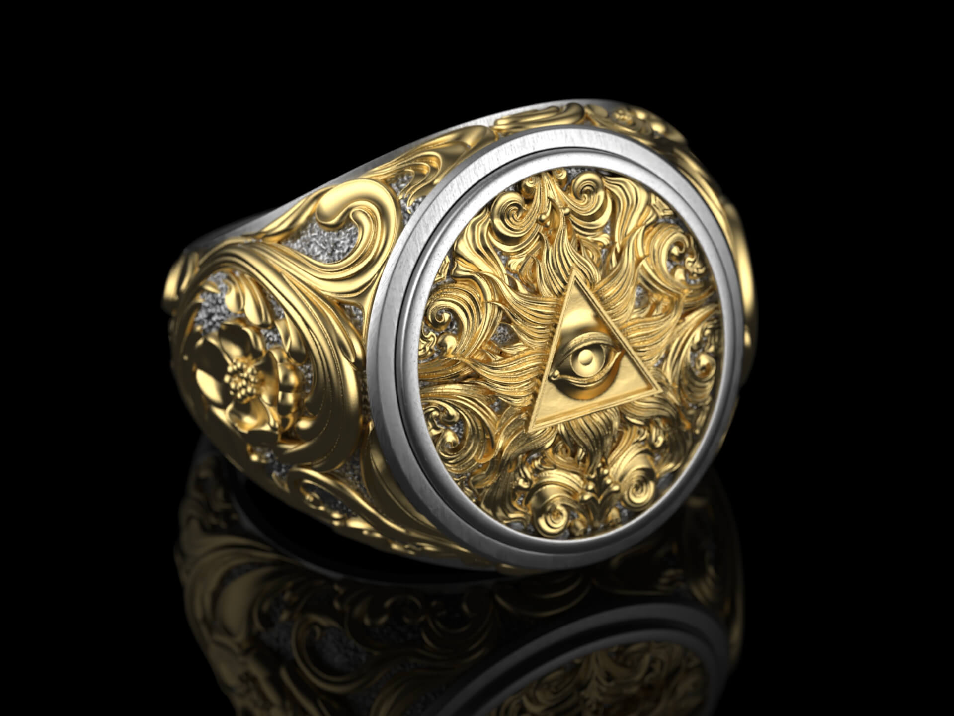 Jewel Gold Man Ring With Eye Masonic Symbol 0317 Set 7-13Us 3D Model by ...