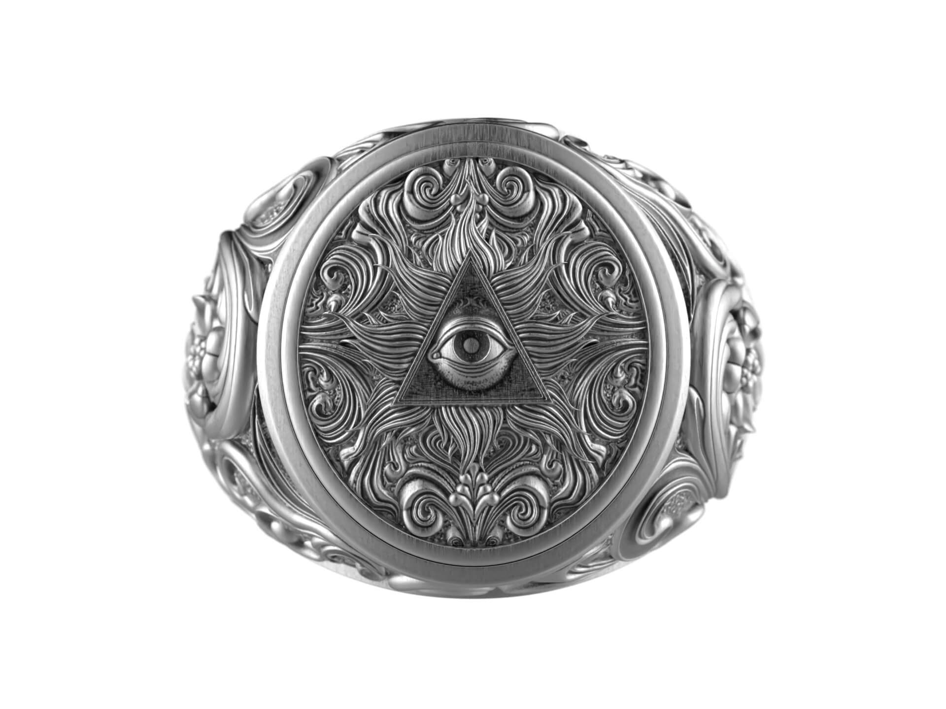 Jewel Gold Man Ring With Eye Masonic Symbol 0317 Set 7-13Us 3D Model by ...