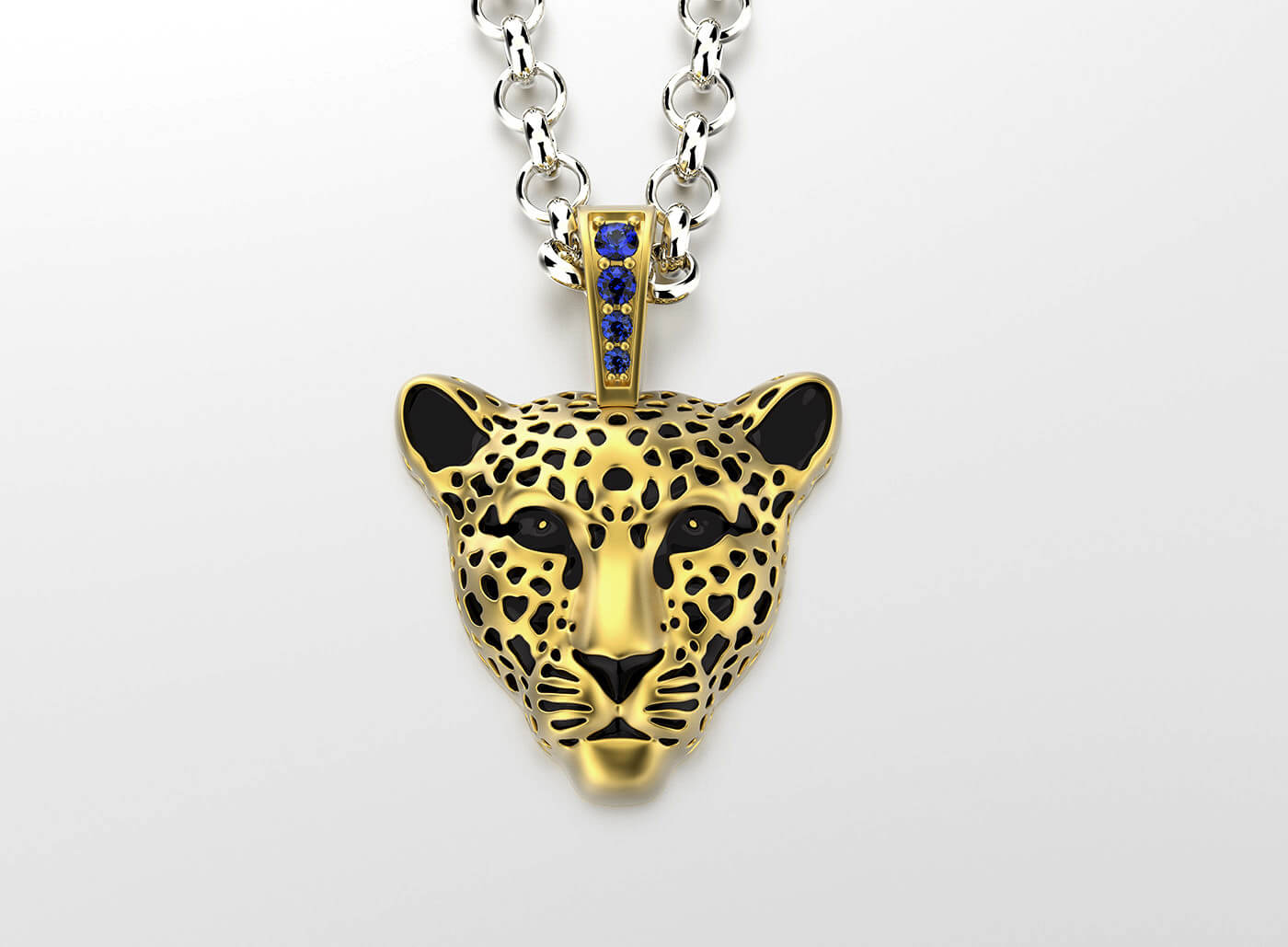 Light Leopard Pendant With Enamel 0076 V2 - 3D Model by 3djewelrysquad