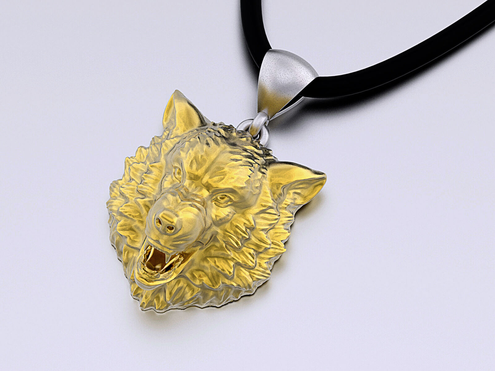 Wolf Head Pendant 0190 - 3D Model by 3djewelrysquad