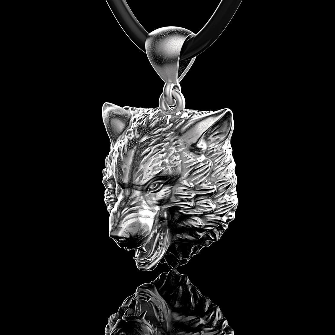 Wolf Head Pendant 0190 - 3D Model by 3djewelrysquad