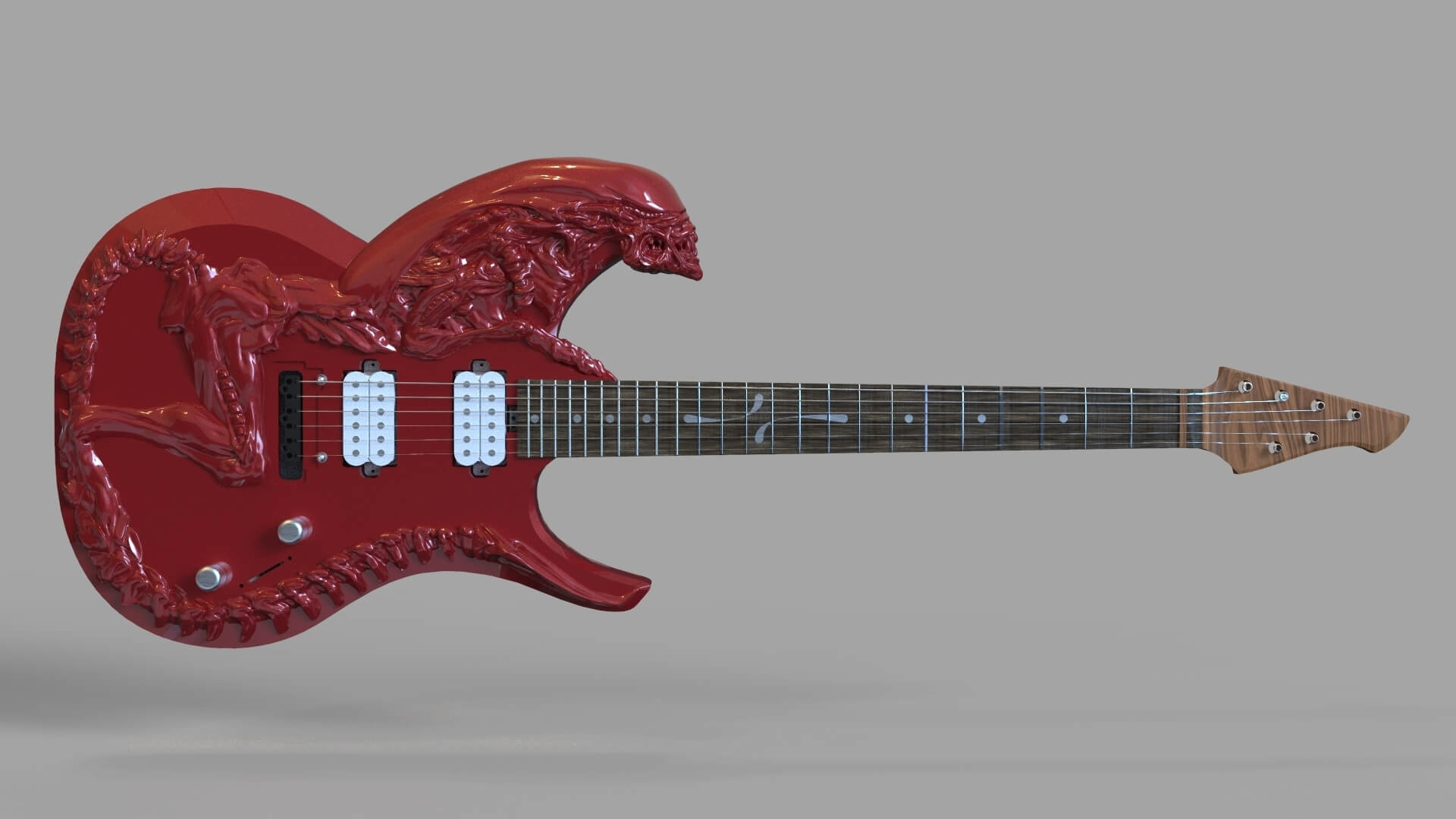 Alien Guitar for CNC Woodworking - 3D Model by 3DKingX