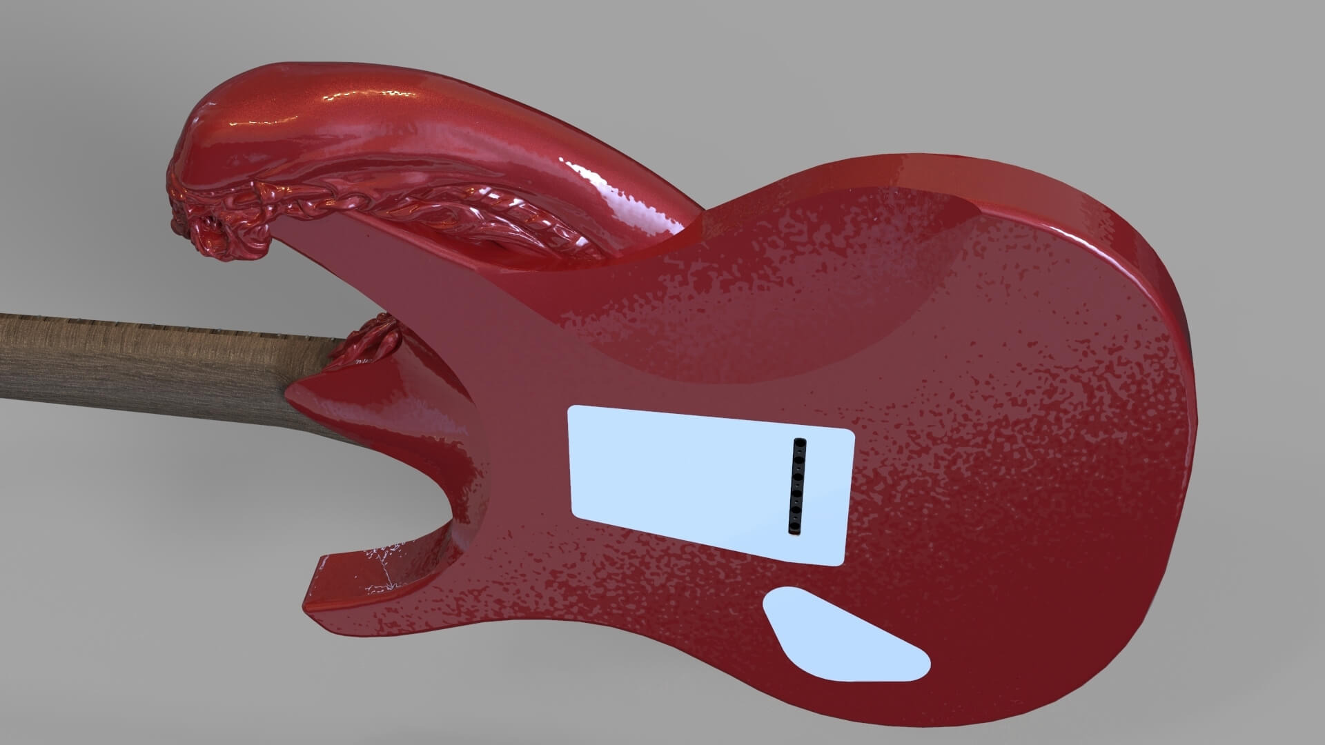 Alien Guitar for CNC Woodworking - 3D Model by 3DKingX