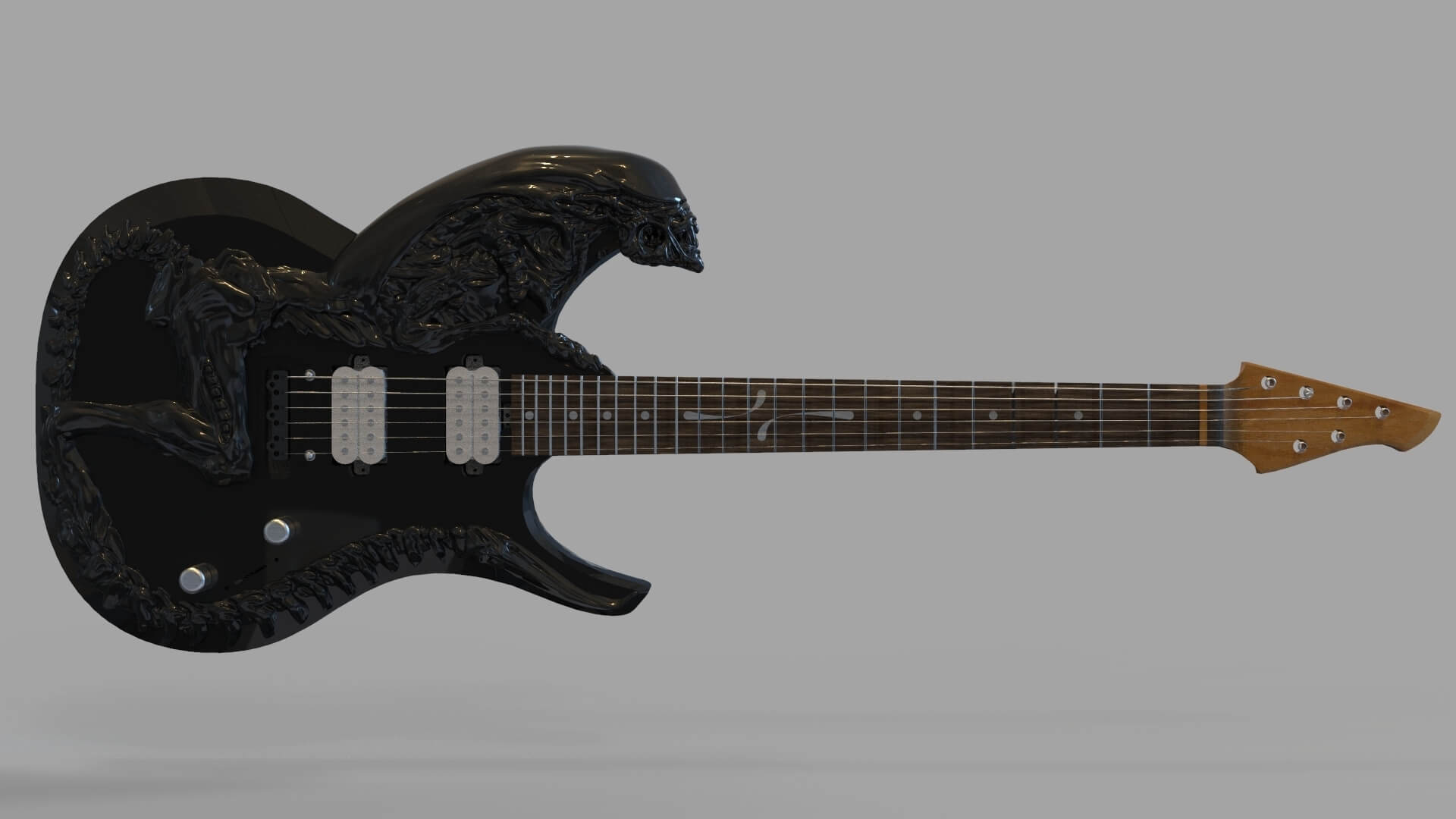 Alien Guitar for CNC Woodworking - 3D Model by 3DKingX