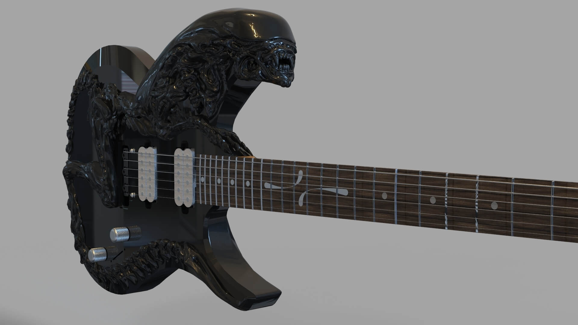 Alien Guitar for CNC Woodworking - 3D Model by 3DKingX