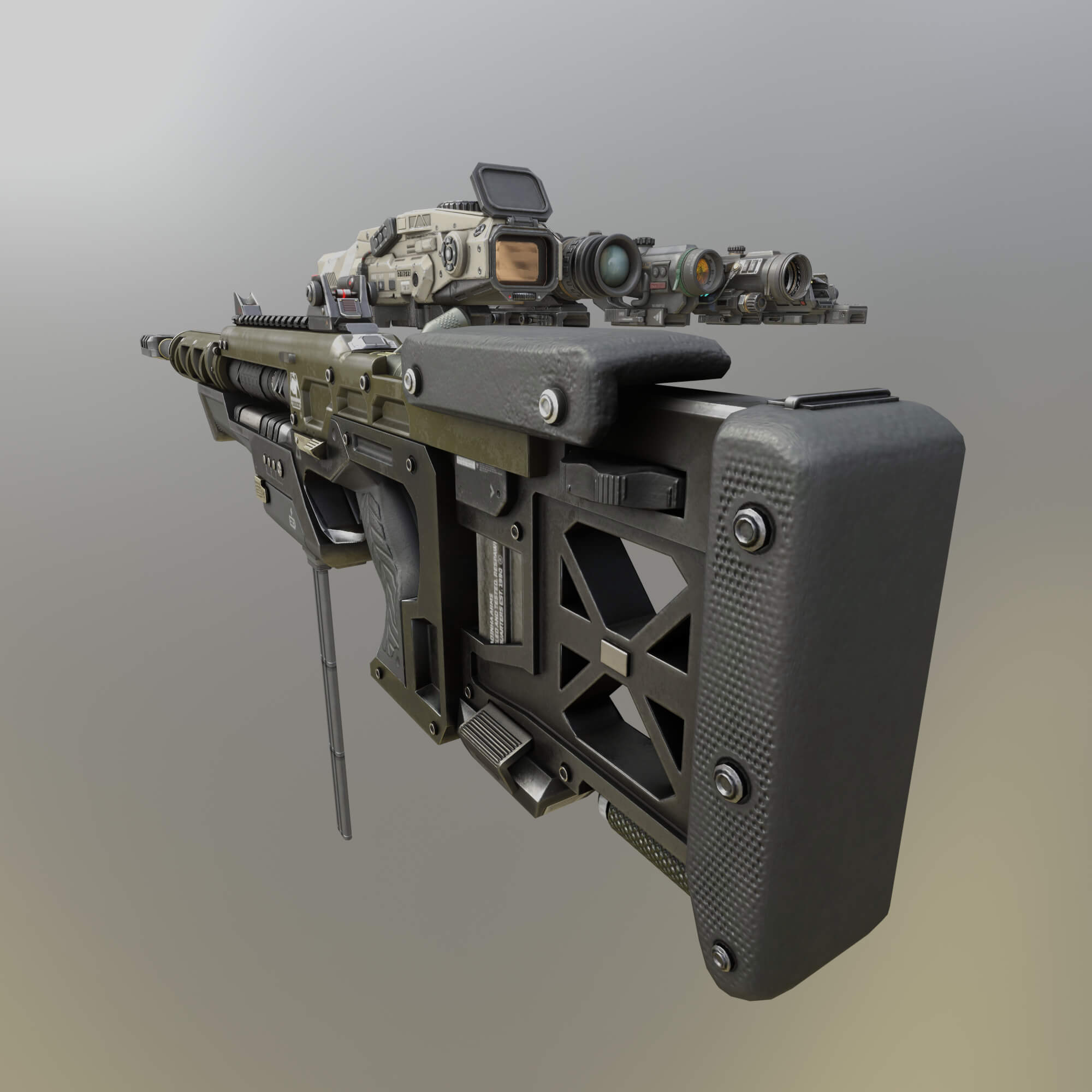 Sentinel Bolt-Action Sniper Rifle 3D Model by 3DLIQUAD