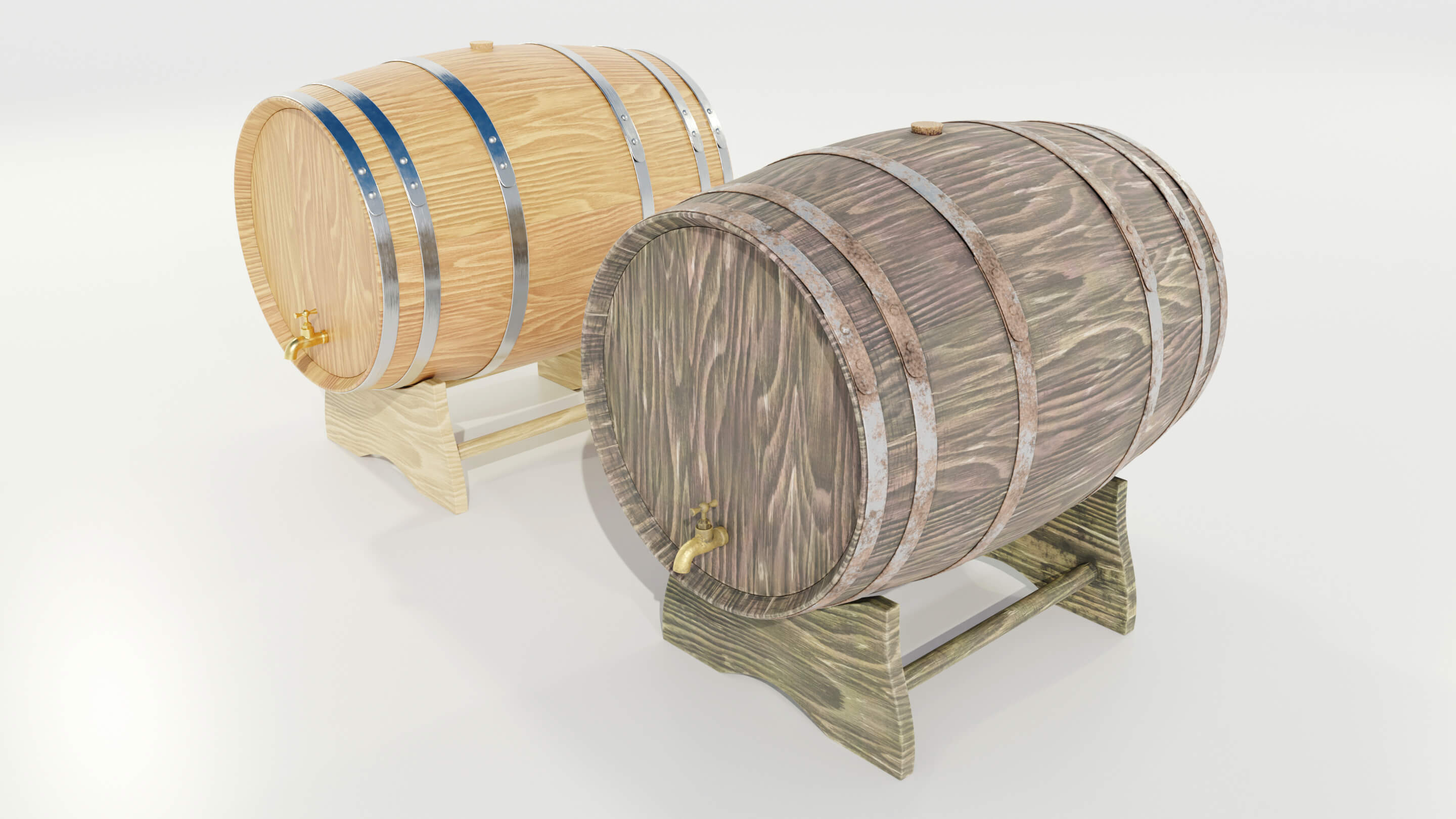 Wooden Barrels - 3D Model by 3Dmae