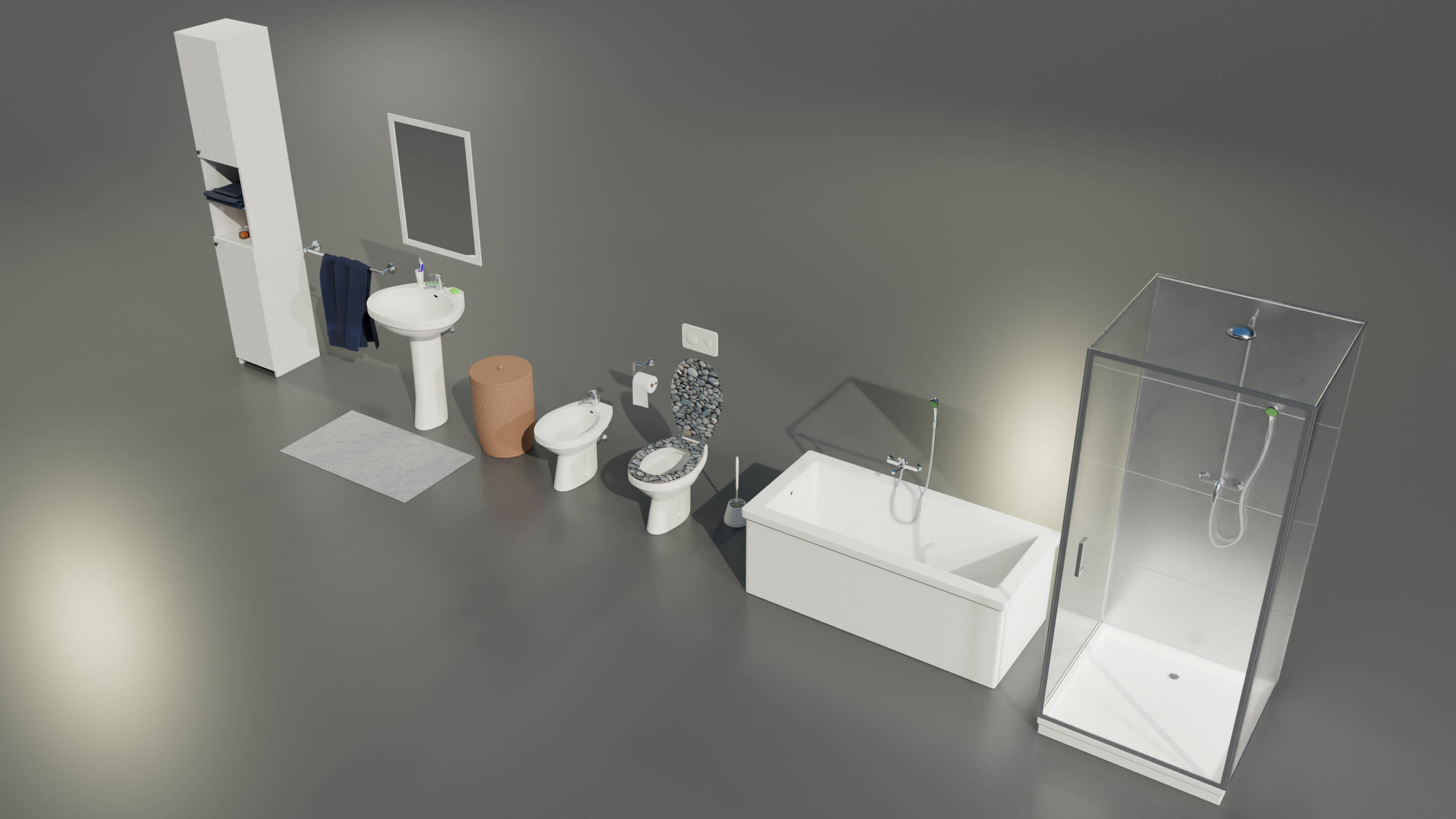 Bathroom Complete Furniture Set - 3D Model by 3Dmae