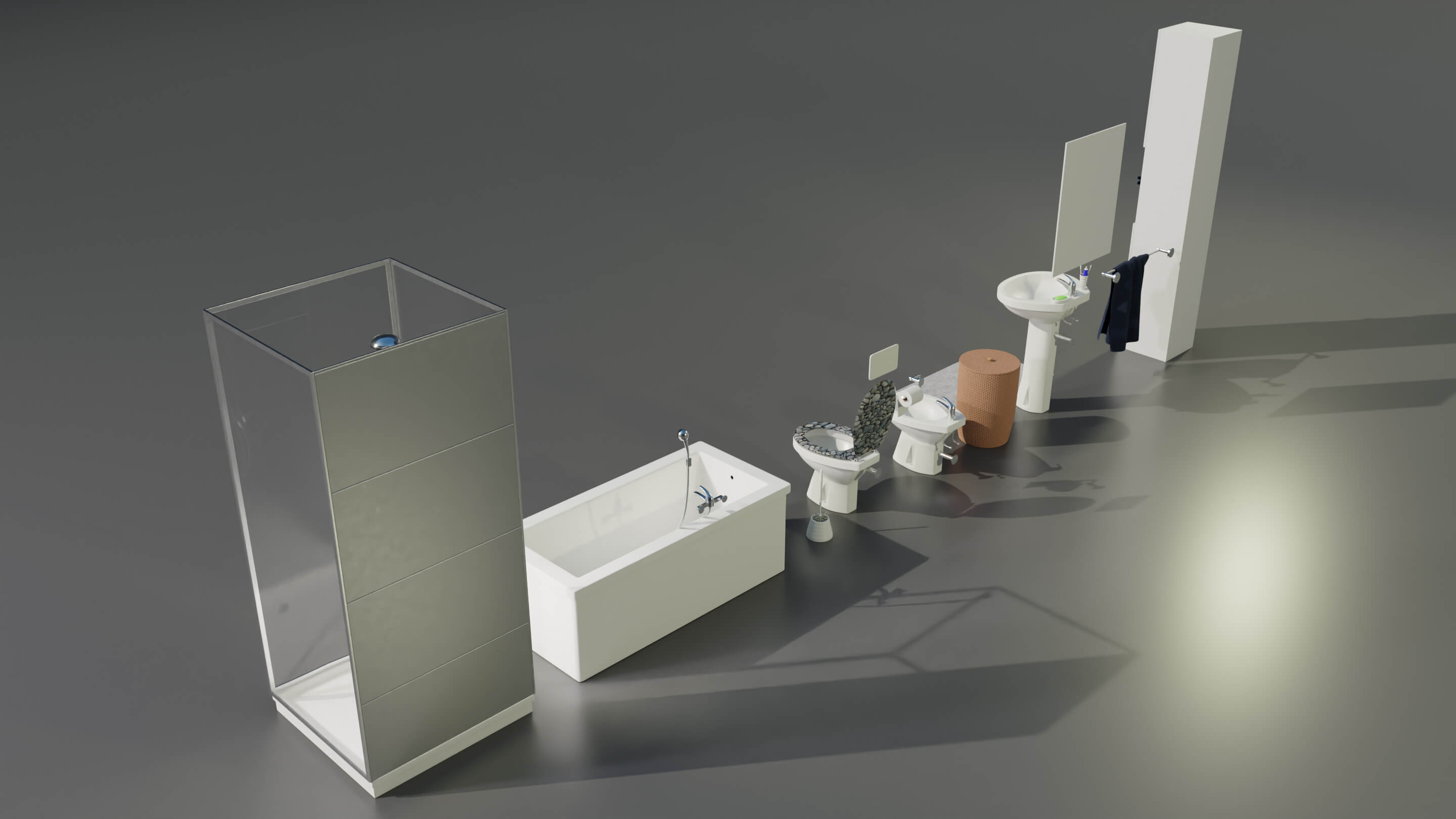 Bathroom Complete Furniture Set - 3D Model by 3Dmae