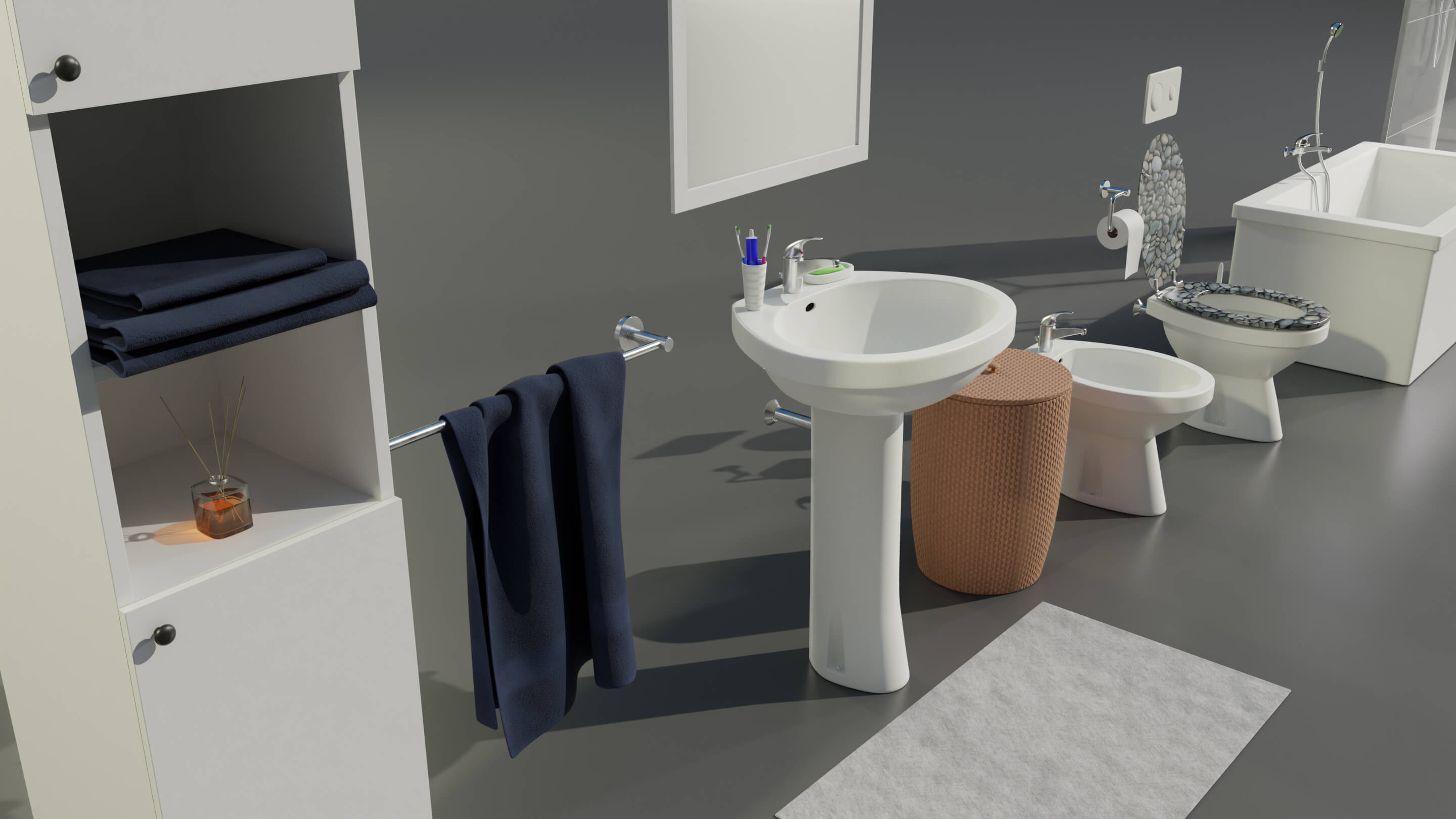 Bathroom Complete Furniture Set - 3D Model by 3Dmae