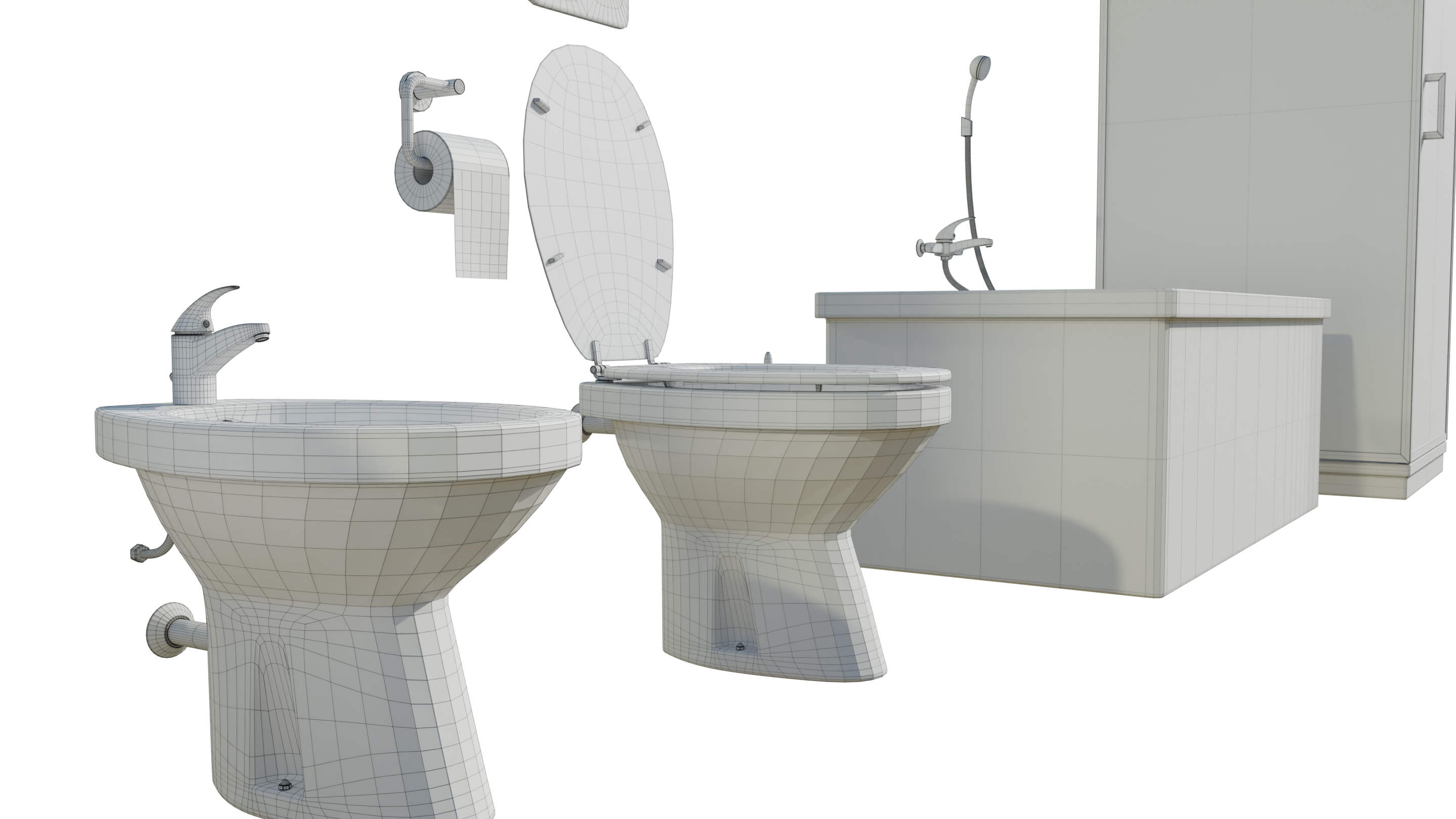 Bathroom Complete Furniture Set - 3D Model by 3Dmae