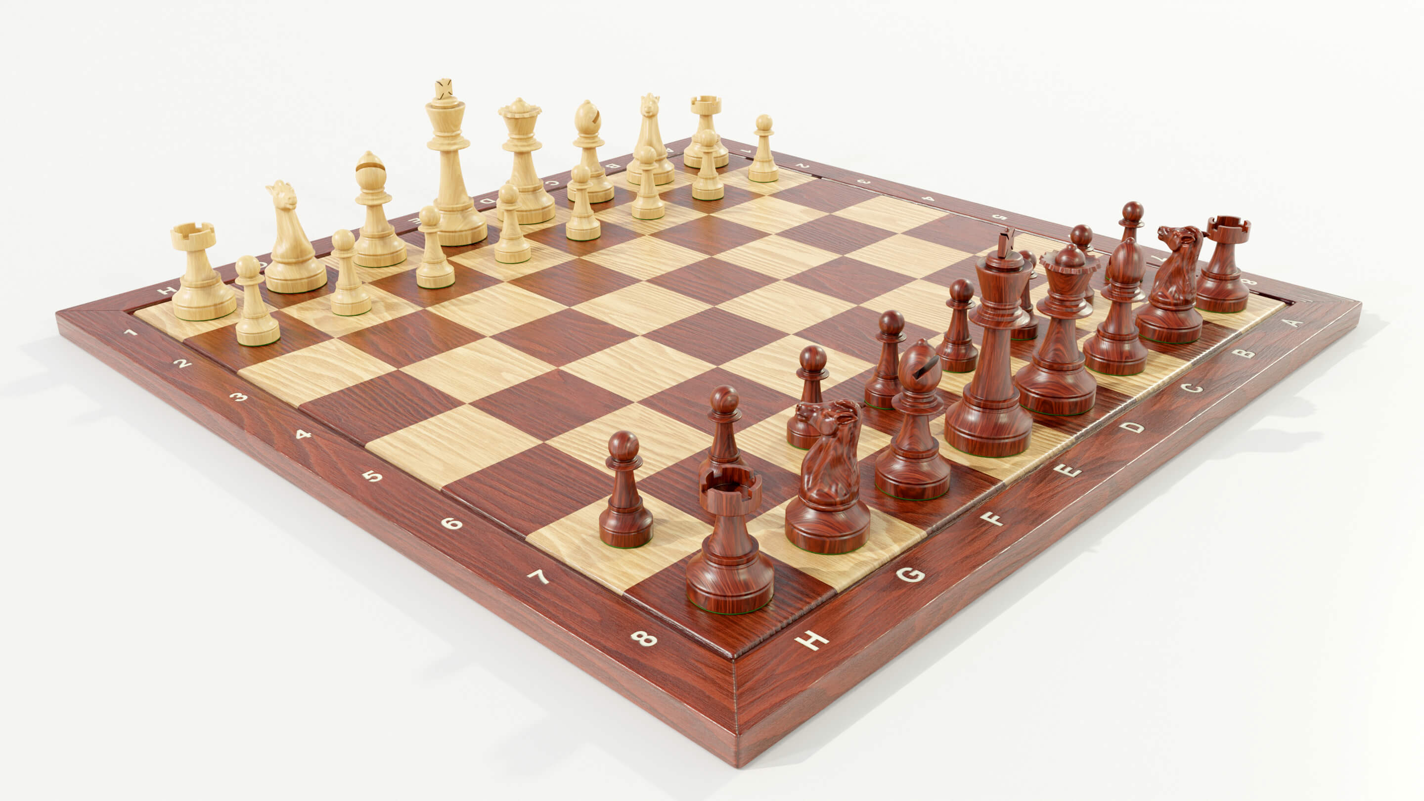 Wooden Chess Set - 3D Model by 3Dmae