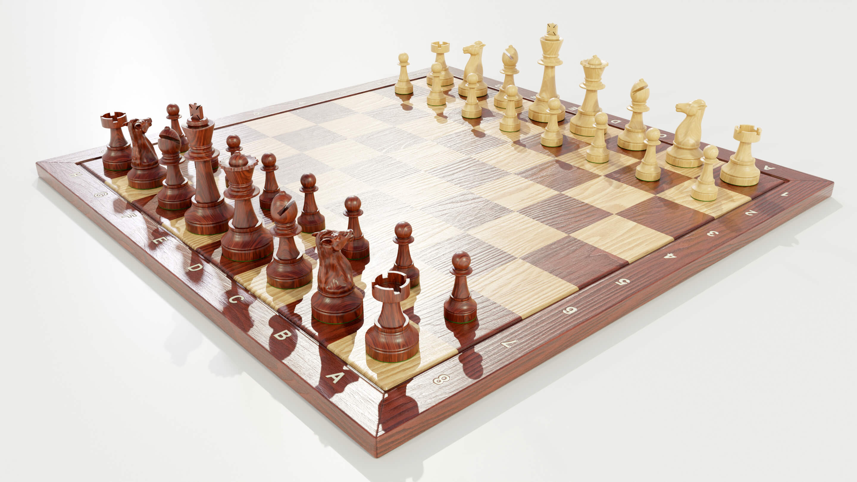 Wooden Chess Set - 3D Model by 3Dmae