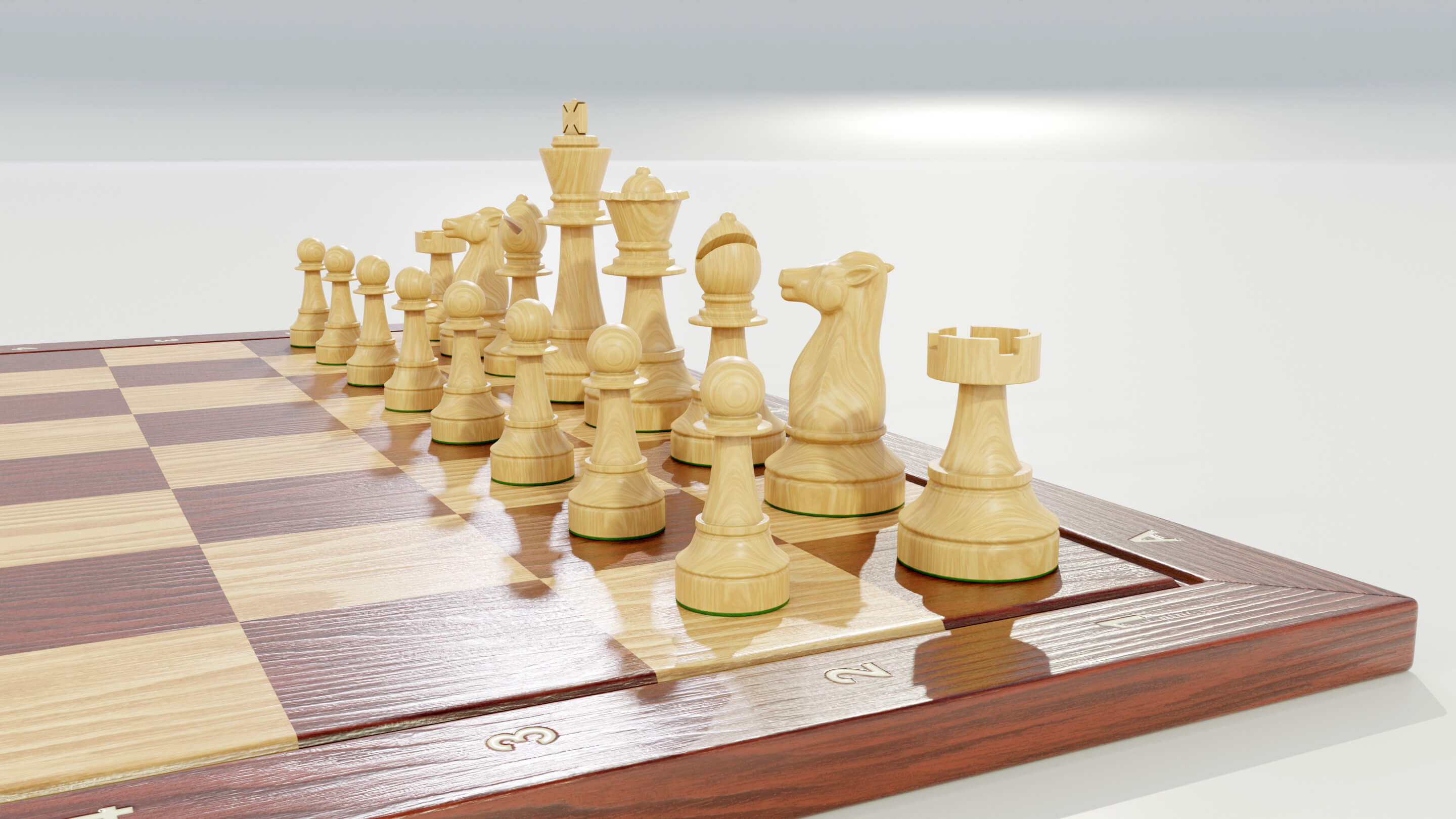 Wooden Chess Set - 3D Model by 3Dmae