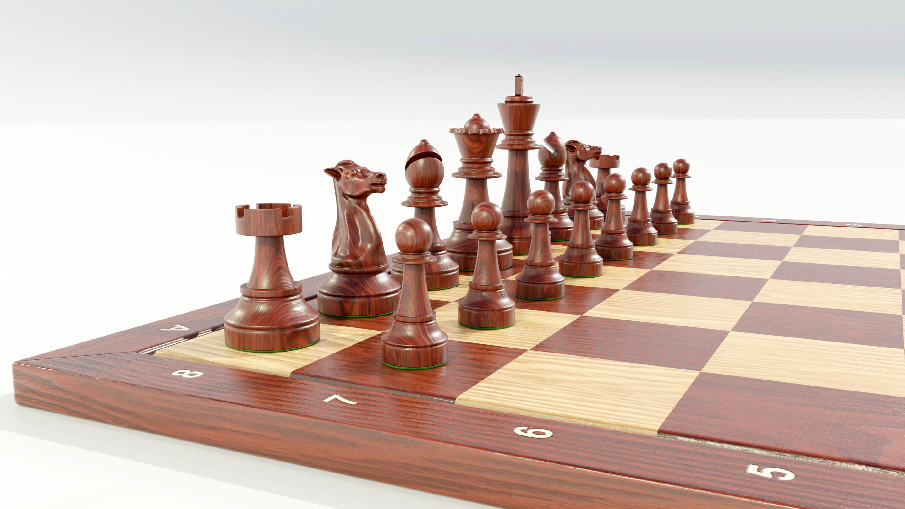 Wooden Chess Set - 3D Model by 3Dmae